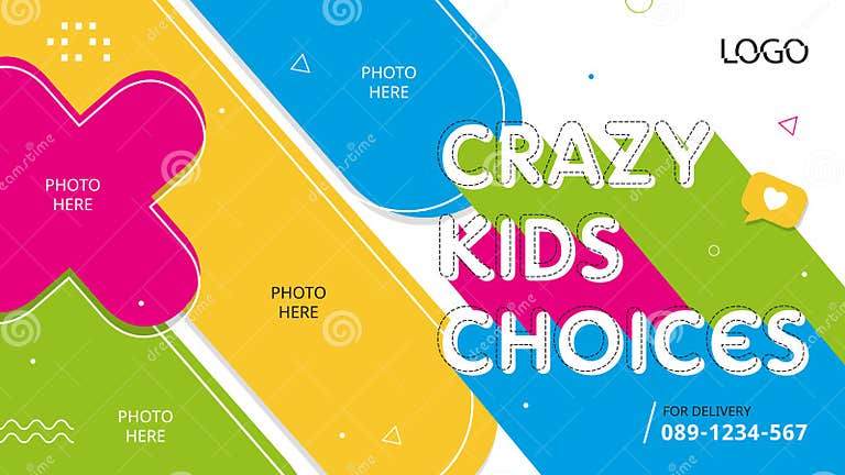 Kids Food Menu or Fashion Banner Template Stock Vector - Illustration ...
