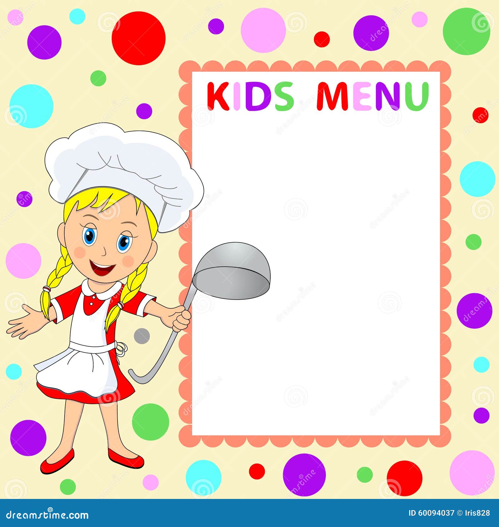 Kids menu stock vector. Illustration of smile, girl, dinner - 60094037