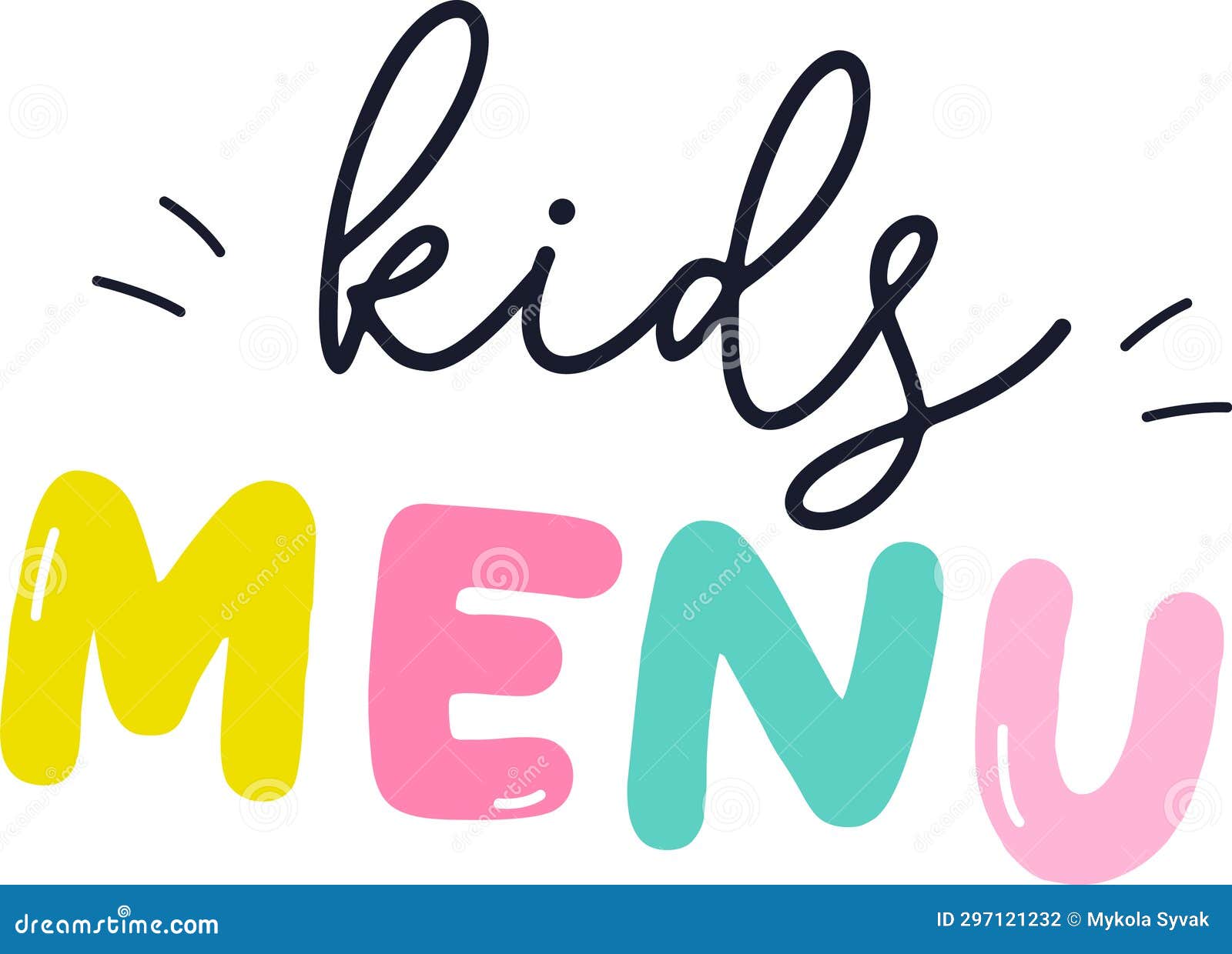 Kids Menu Lettering Sticker Stock Vector - Illustration of design ...
