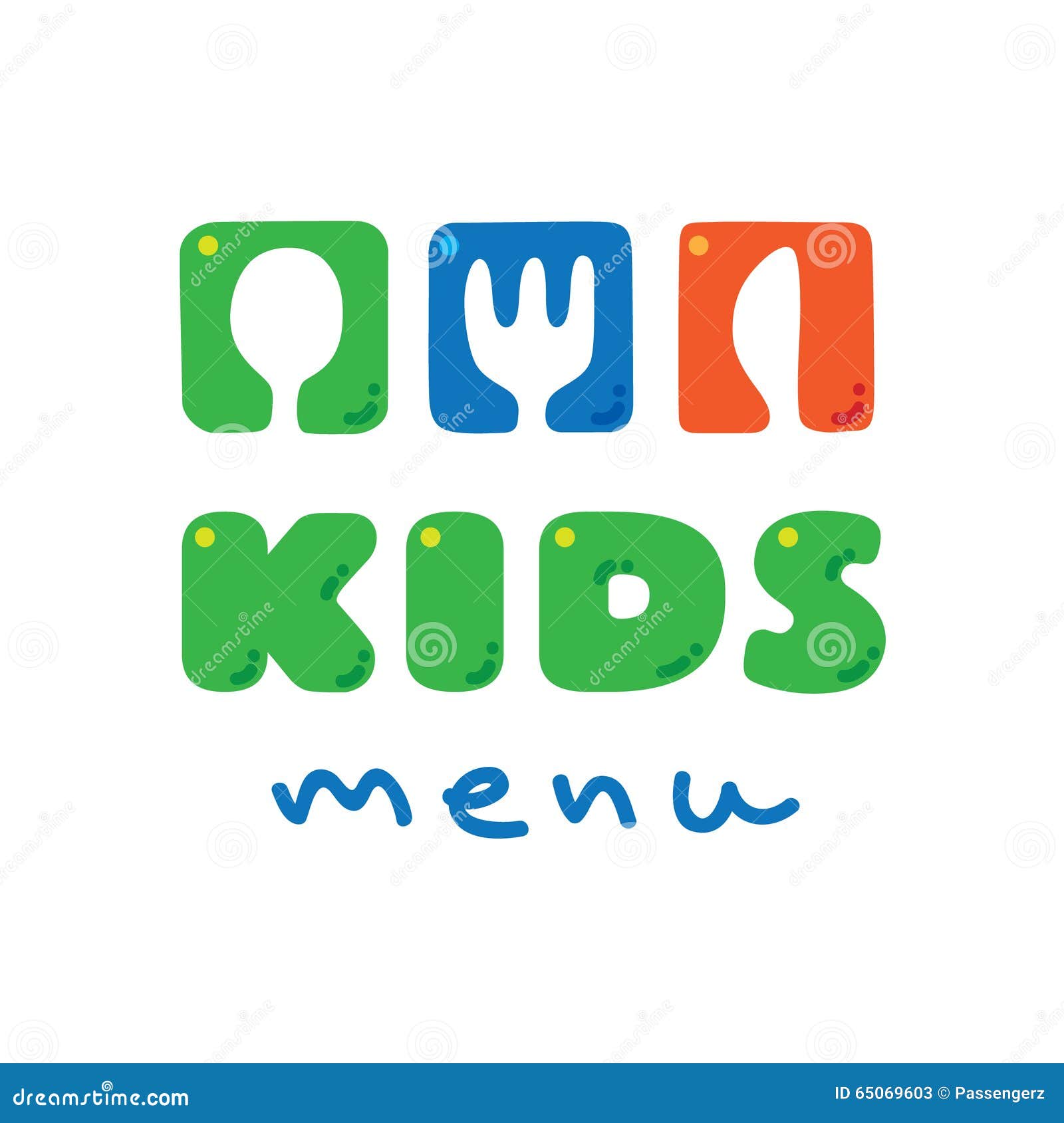 Kids Menu Logo with Funny Spoon, Fork and Knife Stock Vector ...