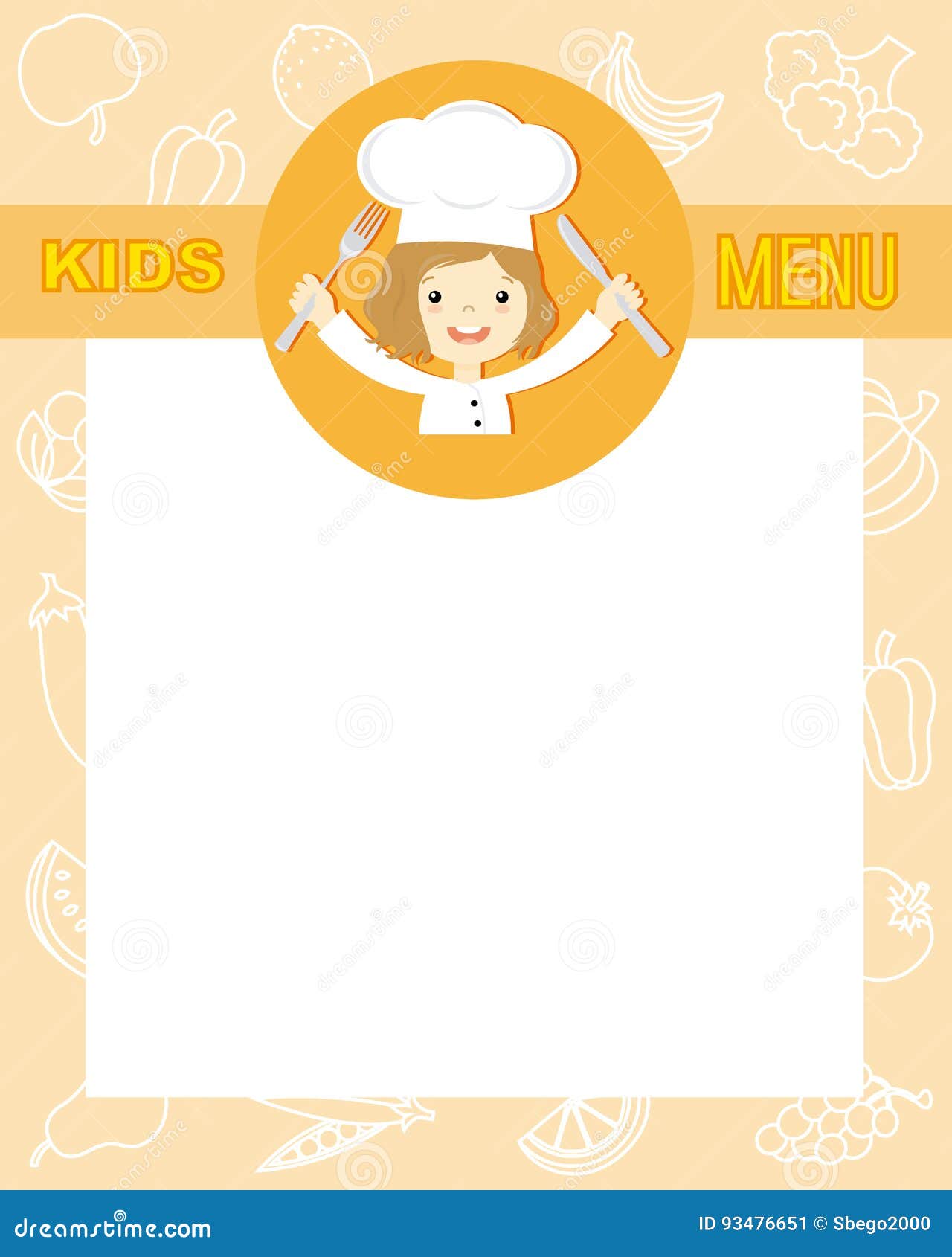 Kids menu stock vector. Illustration of background, children - 93476651