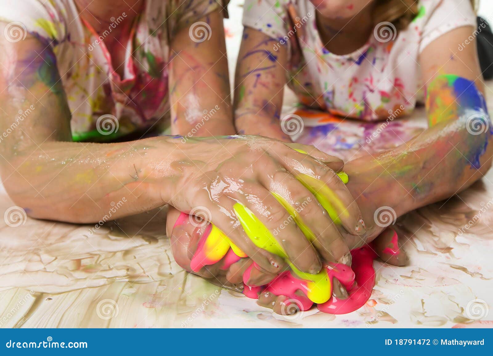 Kids with messy paint stock photo. Image of squish, playing - 18791472