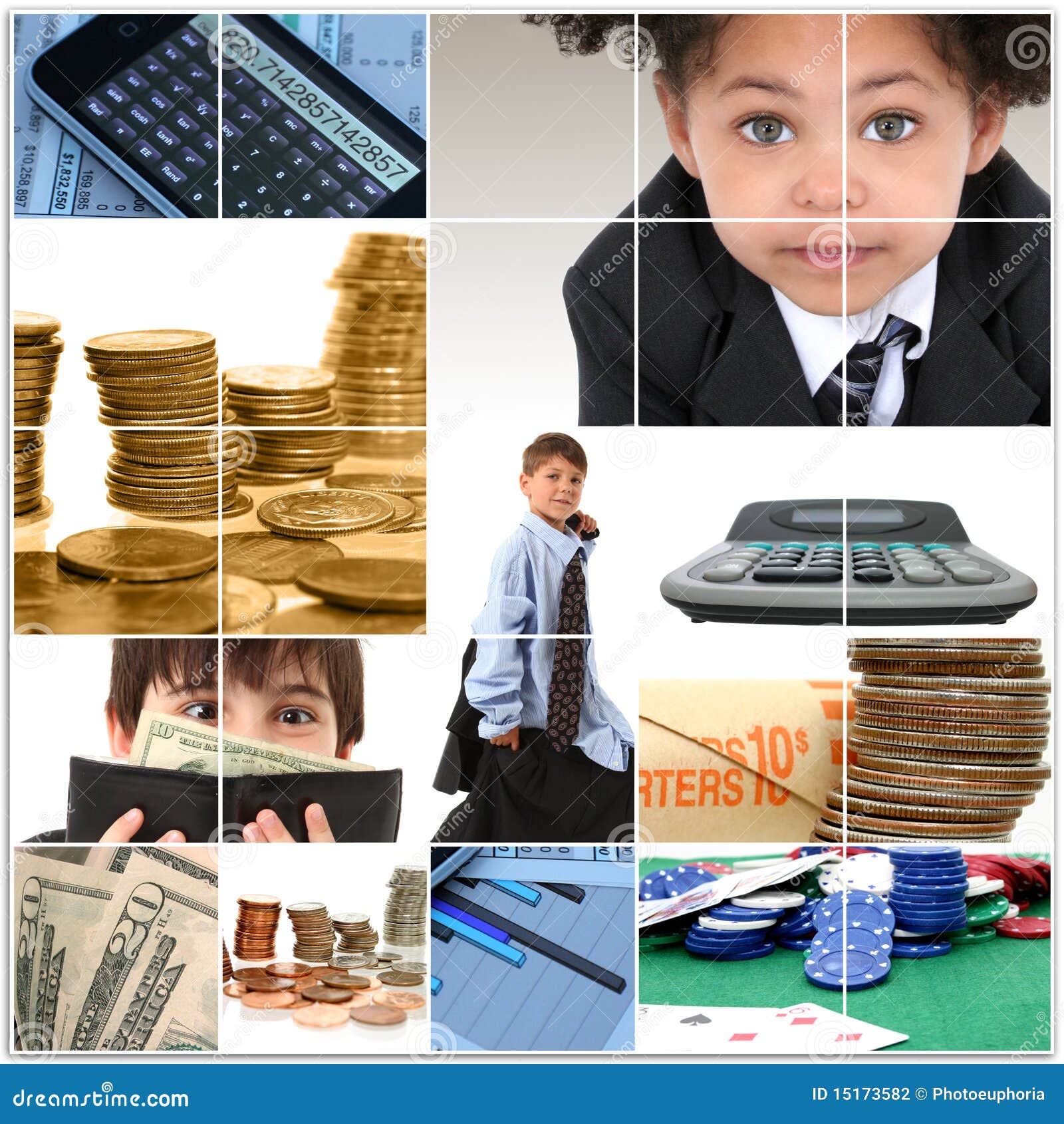 Kids and Money Collage stock photo. Image of collage - 15173582