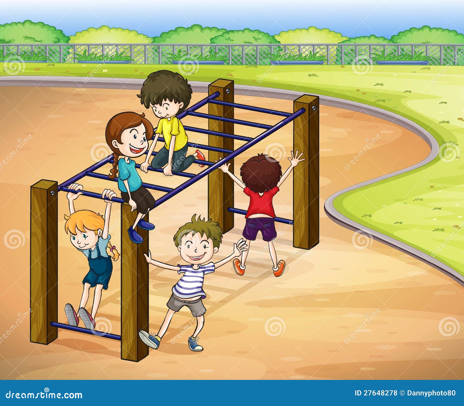 Kids and monkey bar stock illustration. Illustration of hanging - 27648278