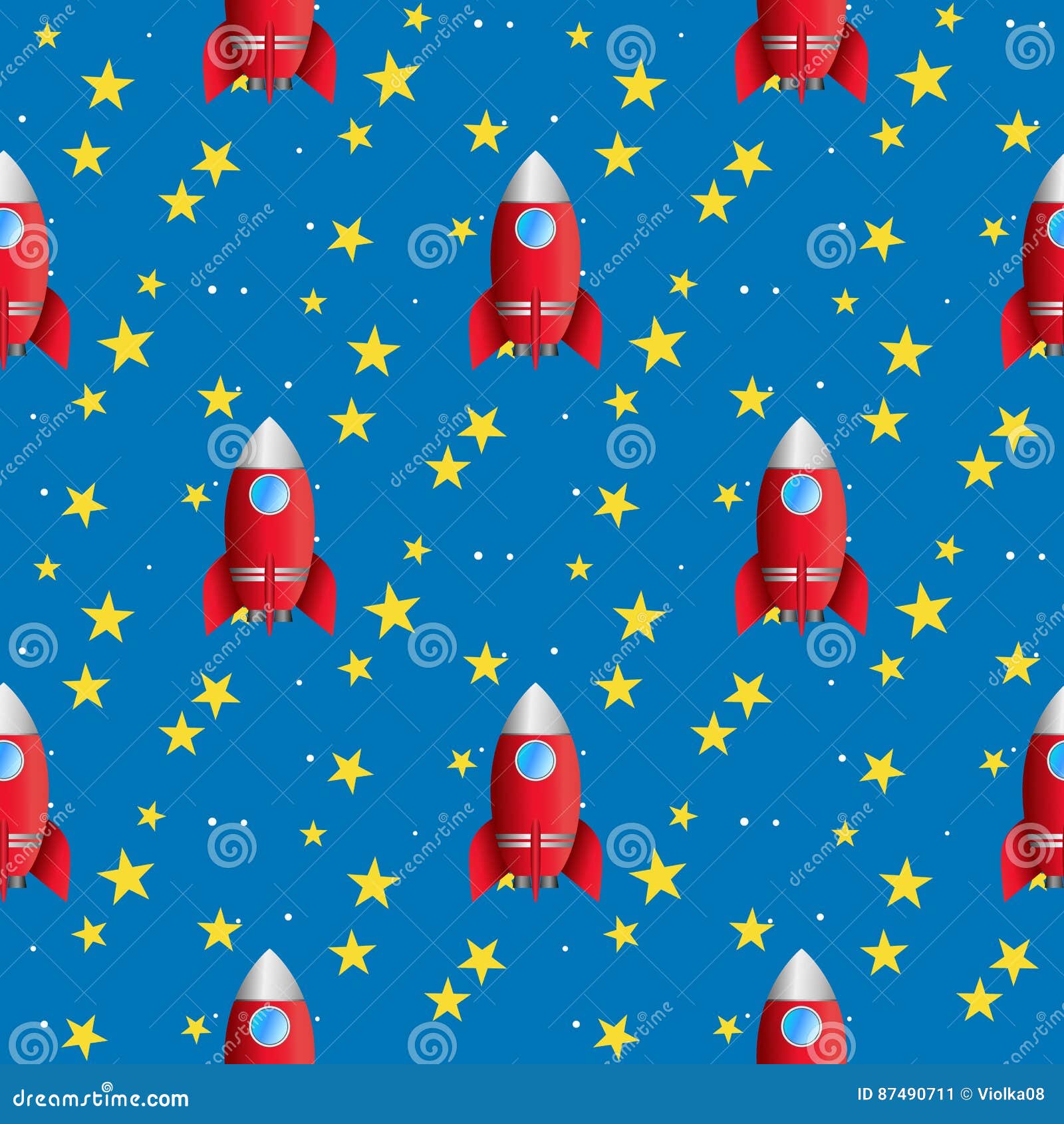 Kids Motif Seamless Pattern Space and Rocket Stock Illustration ...