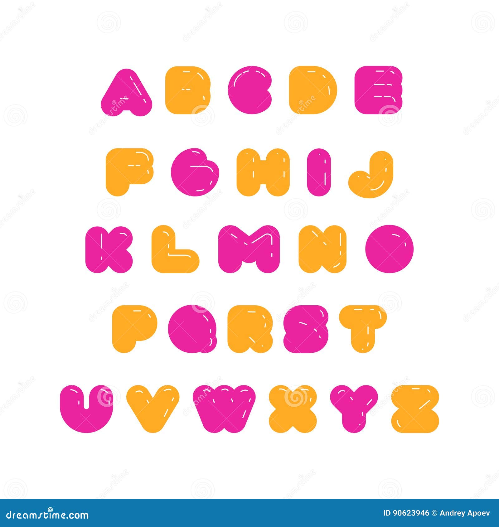 Kids Multicolored Rounded Bold English Font. . Stock Vector ...