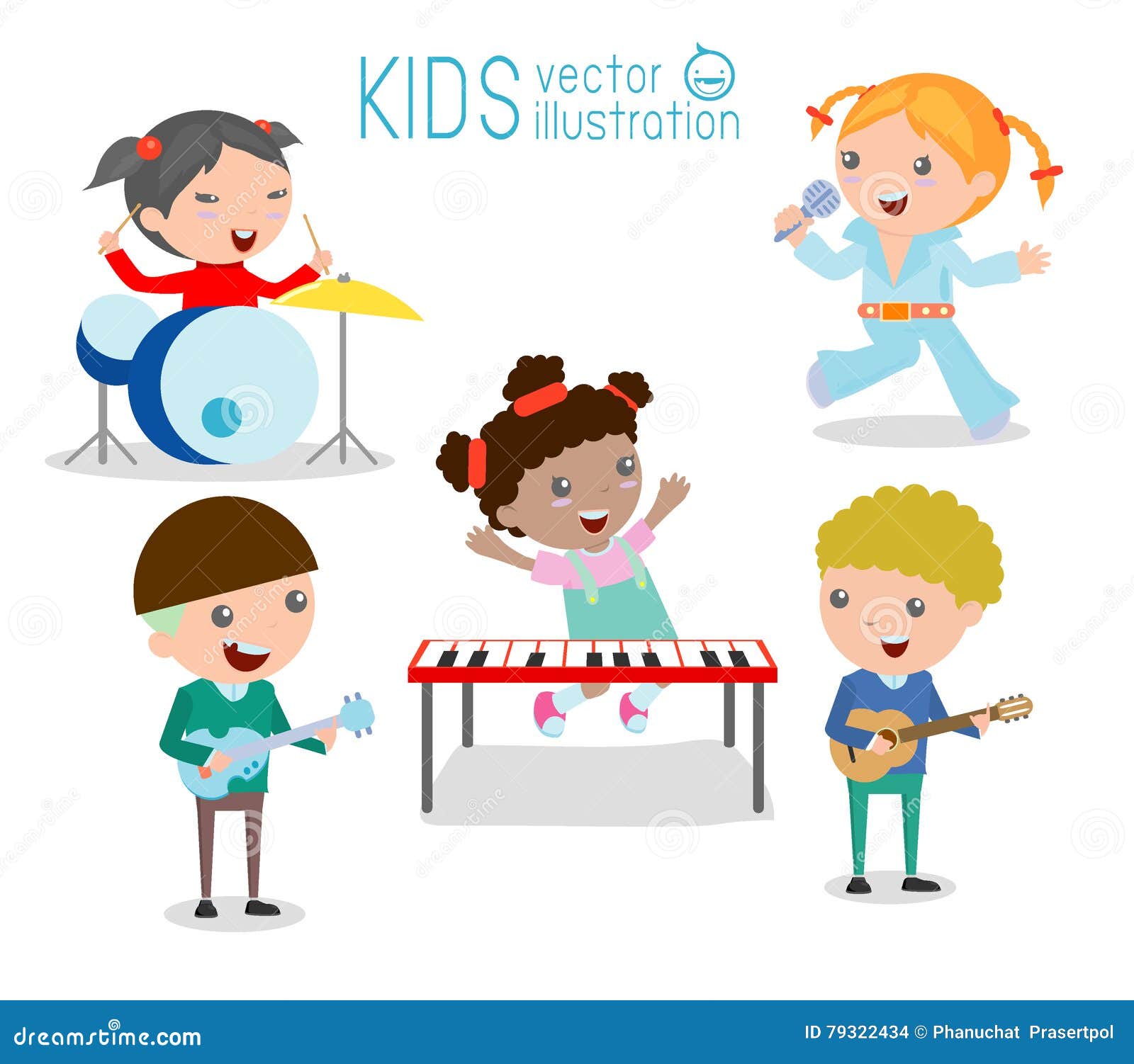 Kids and Music, Children Playing Musical Instruments,illustration of ... Kids and Music, Children Playing Musical Instruments,illustration of ...