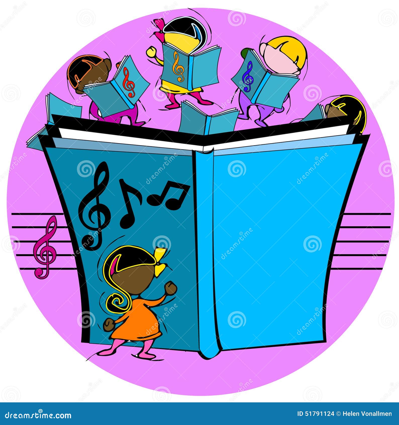 Kids with musical book stock vector. Illustration of children - 51791124