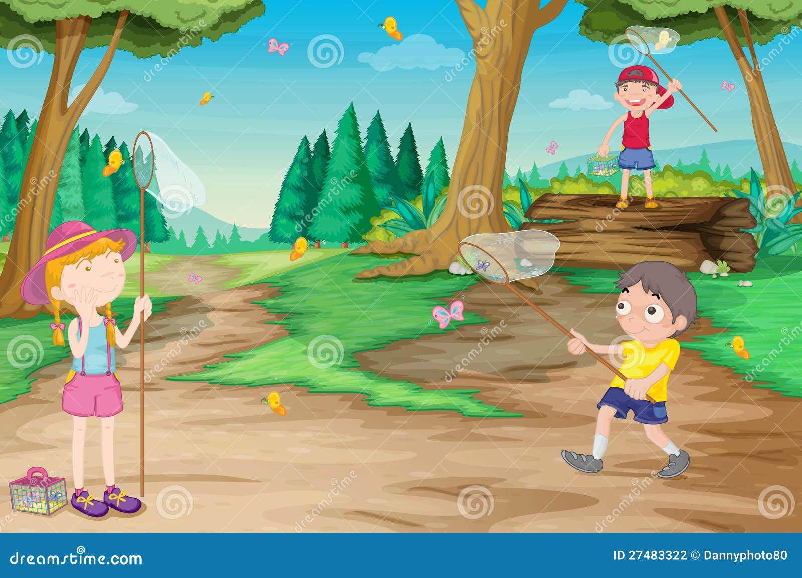 Kids in nature stock illustration. Illustration of deep - 27483322