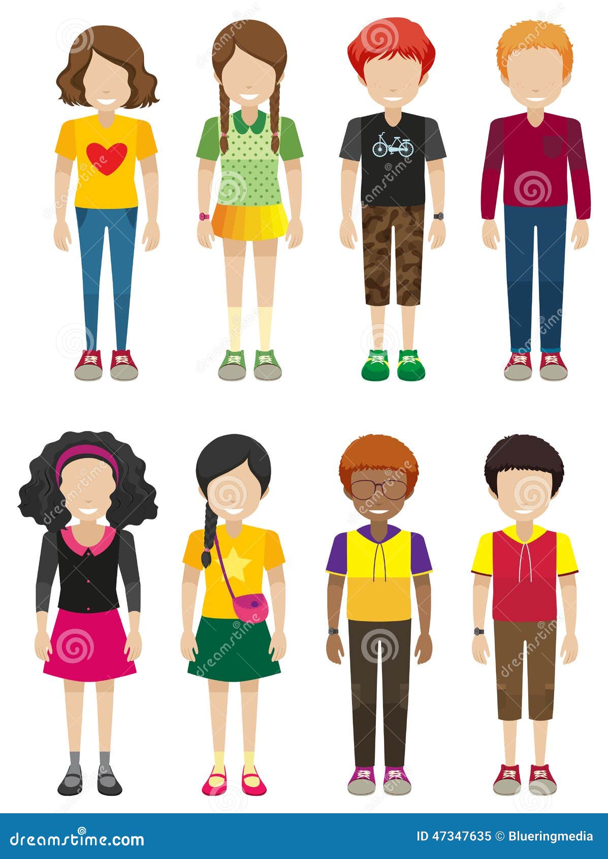 Kids with no faces stock vector. Illustration of isolated - 47347635