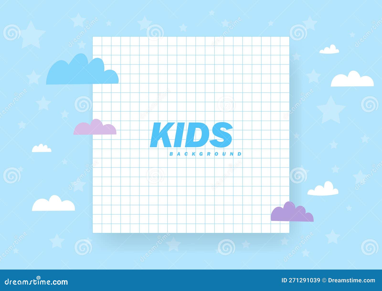 Kids Note Paper Background. Clouds and Stars Blue Background Stock ...