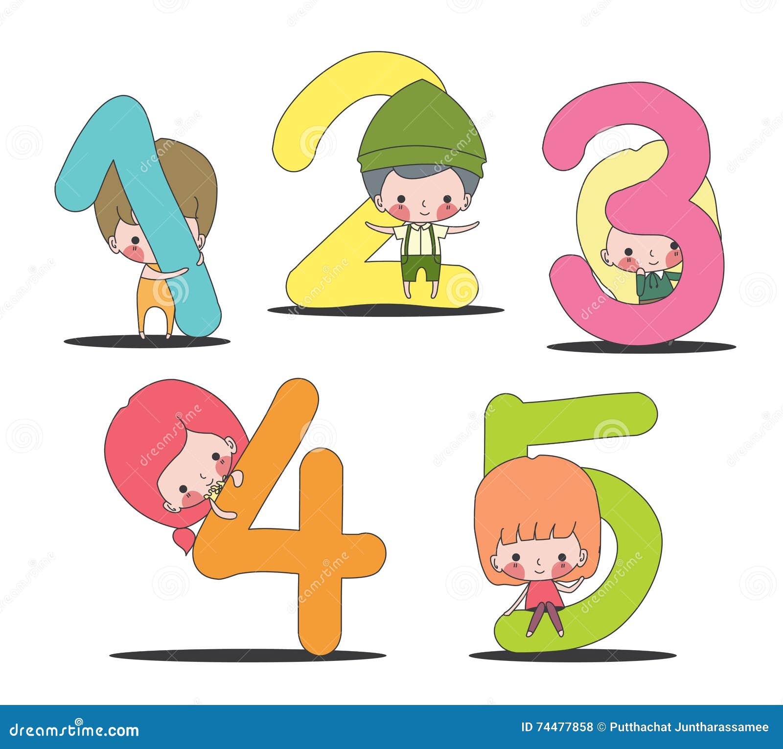 Kids and number set stock vector. Illustration of child - 74477858