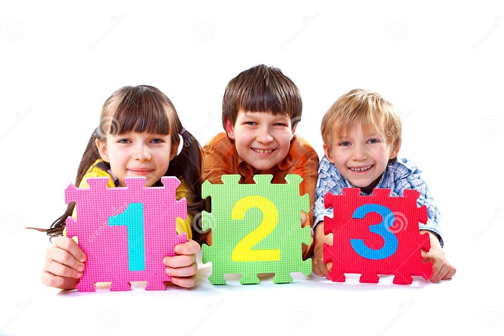 Kids with numbers stock image. Image of child, counting - 4212775