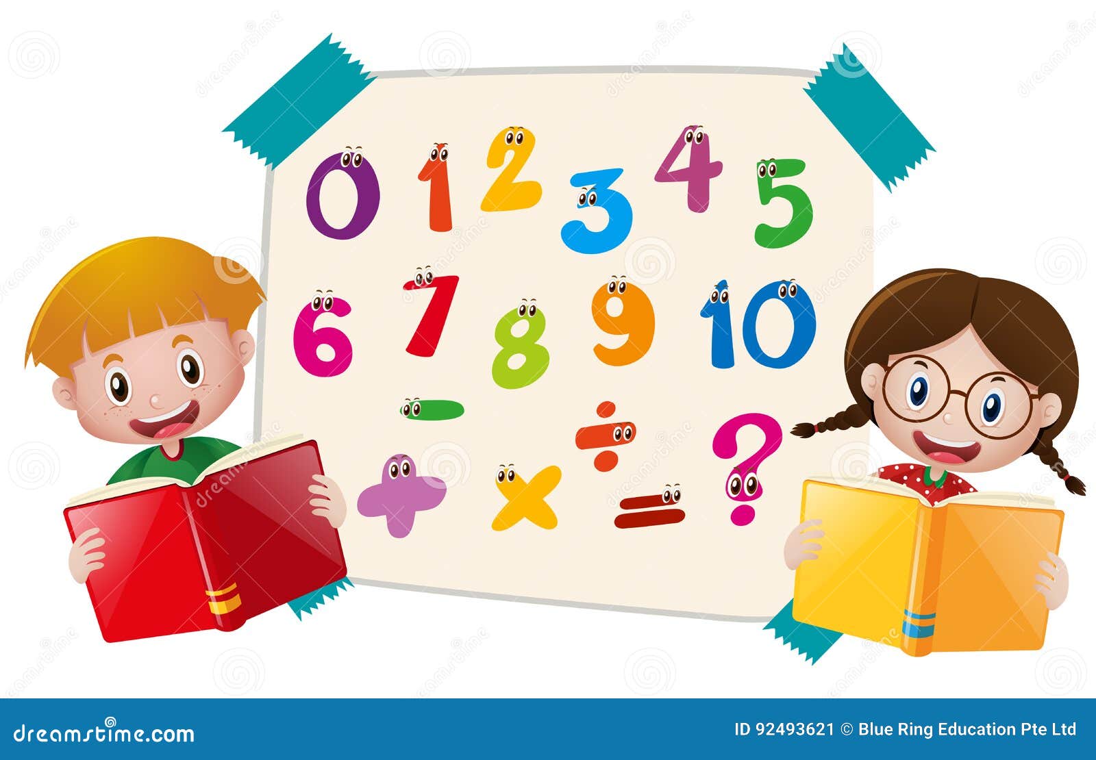 Kids and numbers on paper stock vector. Illustration of digit - 92493621