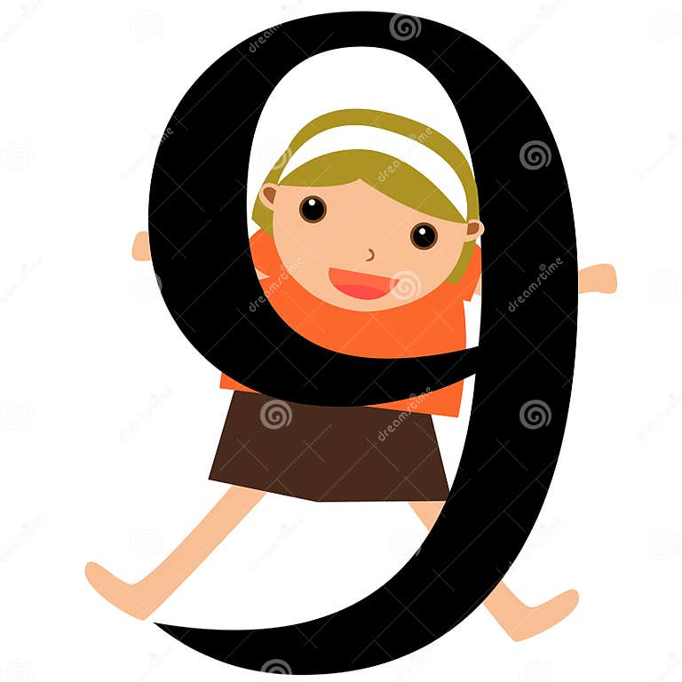 Kids & Numbers Series -9 Stock Vector - Illustration of chalk, drawing ...
