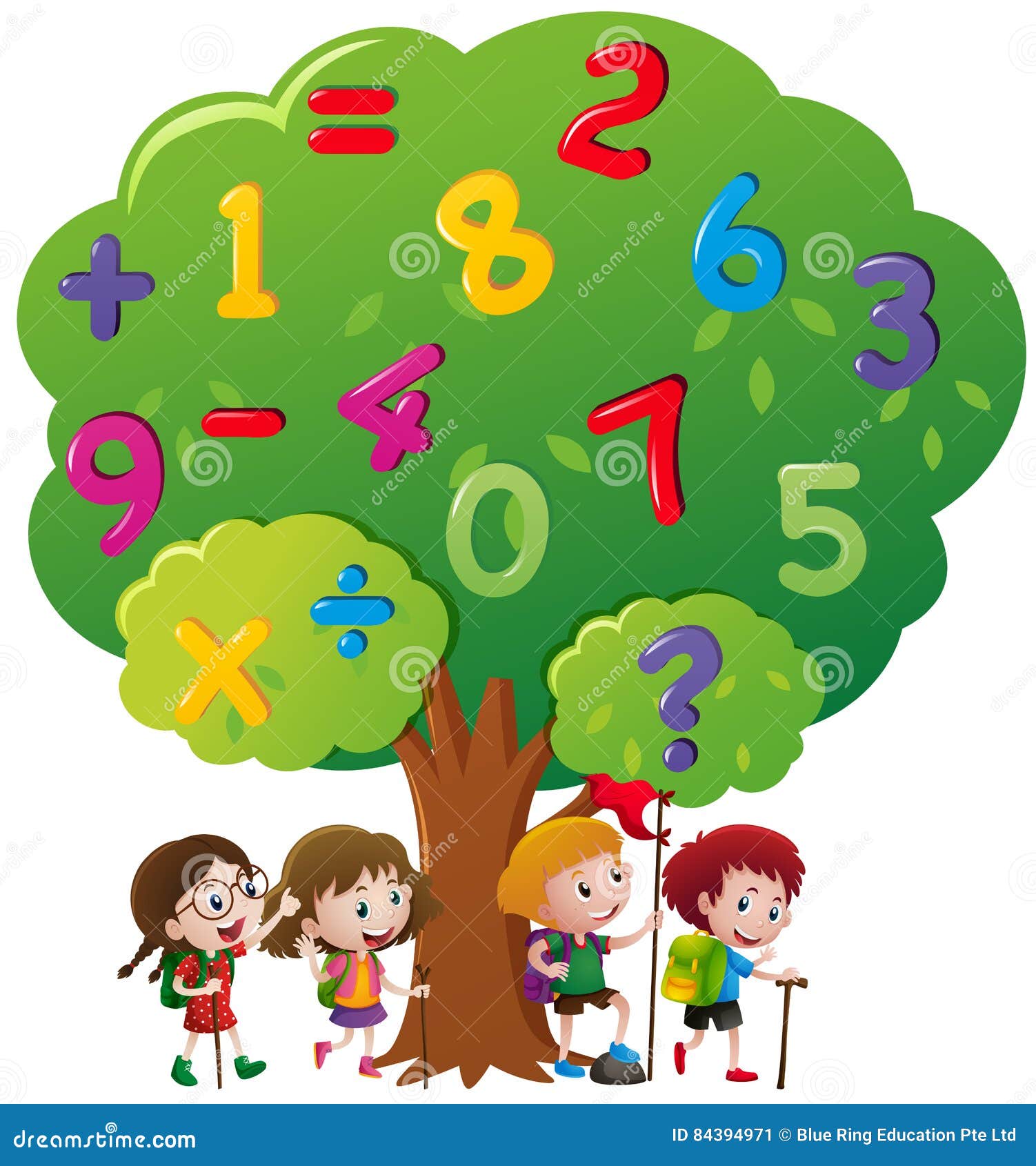 Kids and Numbers on the Tree Stock Vector - Illustration of eight ...