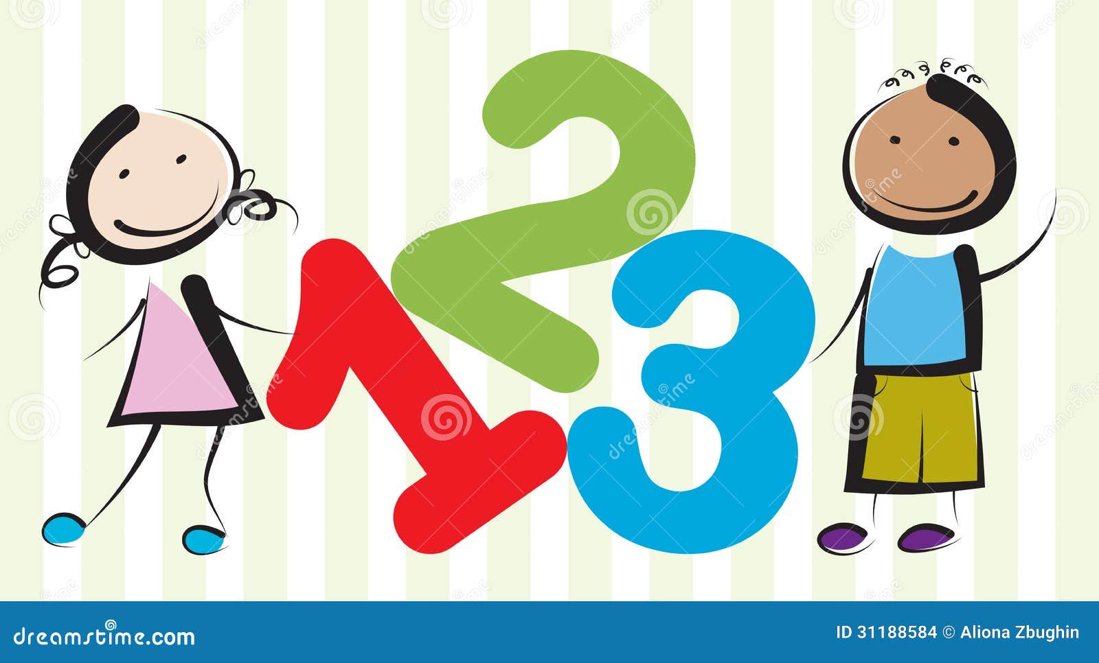 Kids with numbers stock vector. Illustration of girl - 31188584