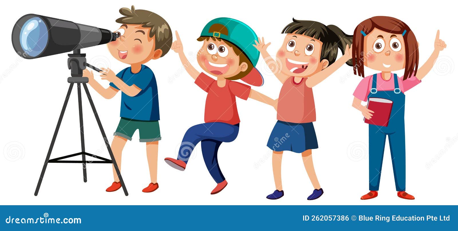 Kids Observing the Sky with a Telescope Stock Vector - Illustration of ...