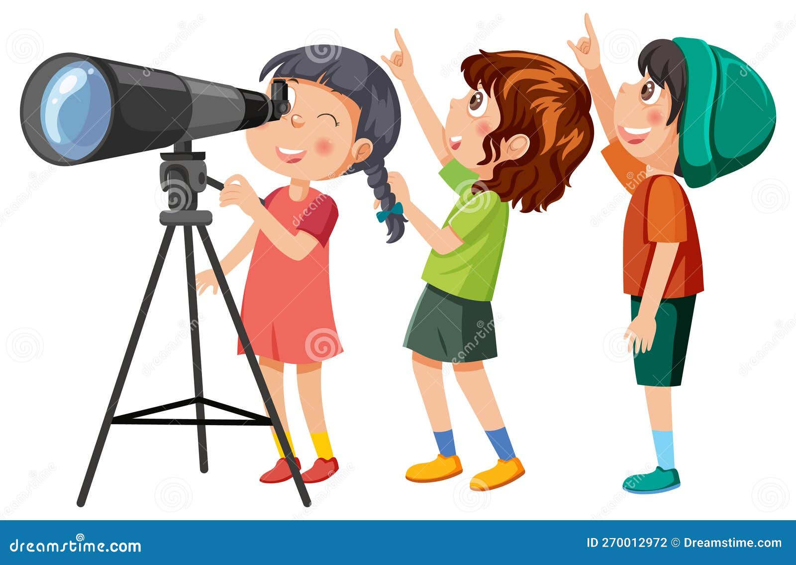 Kids Observing the Sky with a Telescope Stock Vector - Illustration of ...
