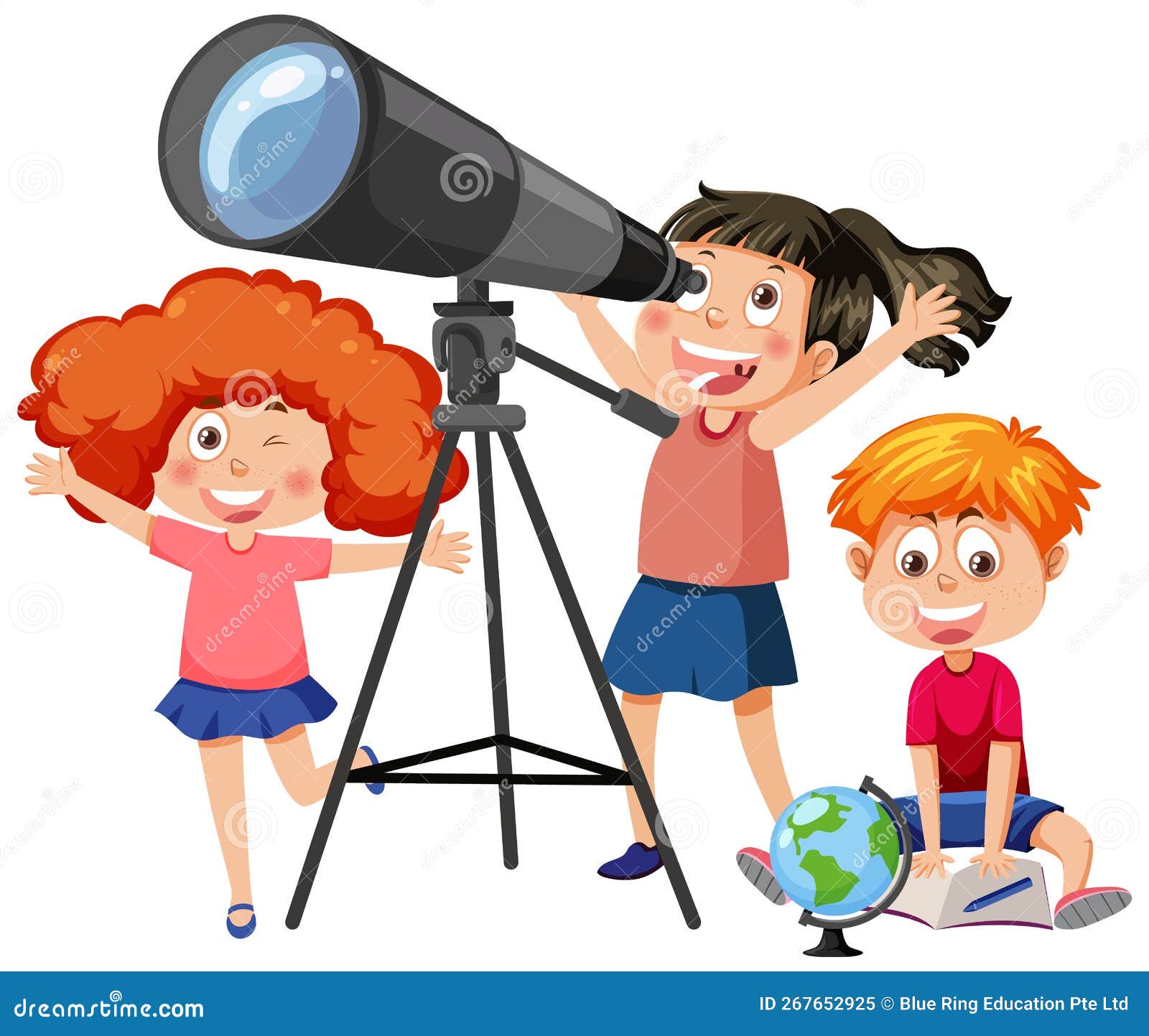 Kids Observing through Telescope Stock Vector - Illustration of ...
