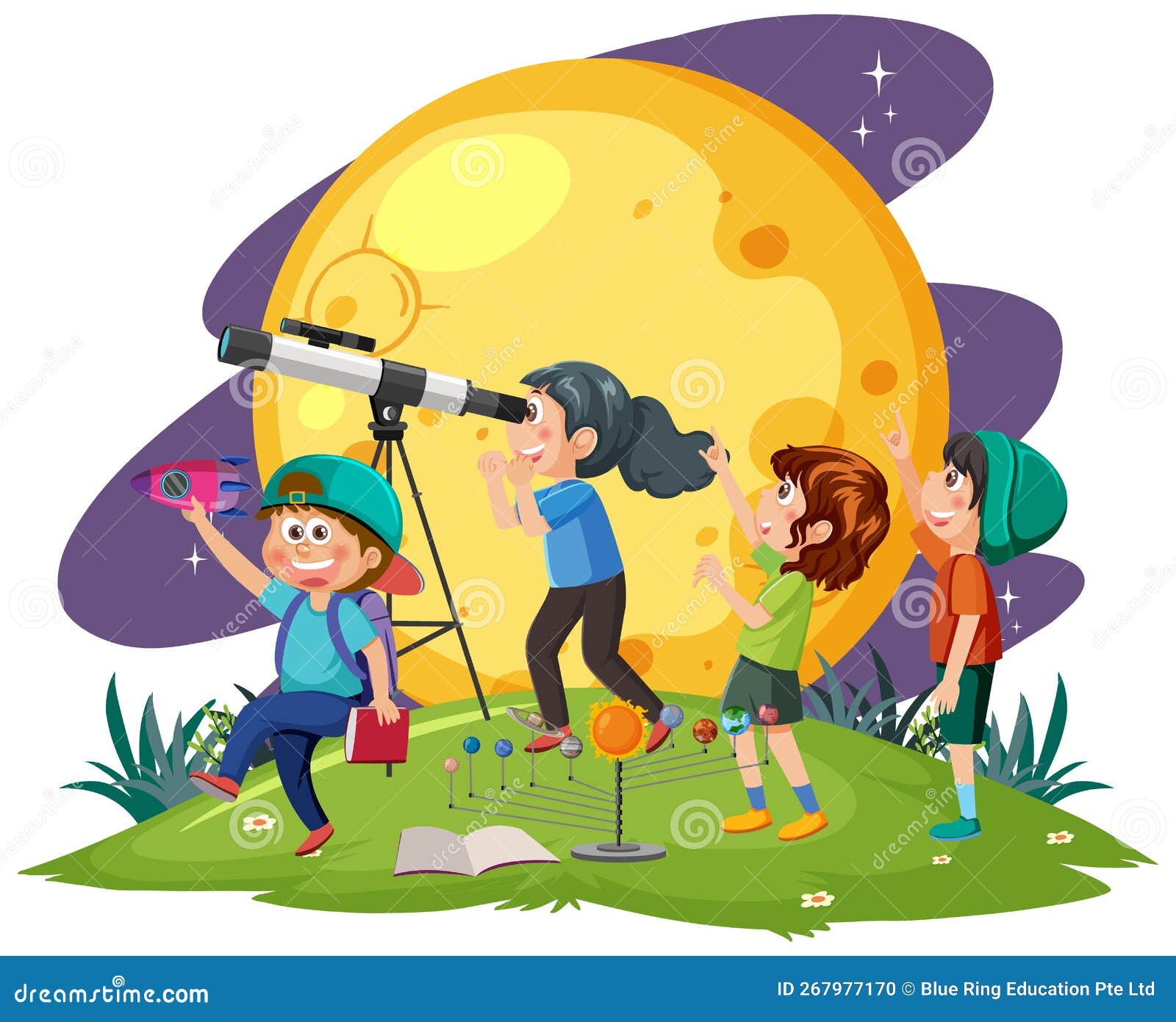 Kids Observing through Telescope Stock Vector - Illustration of clipart ...