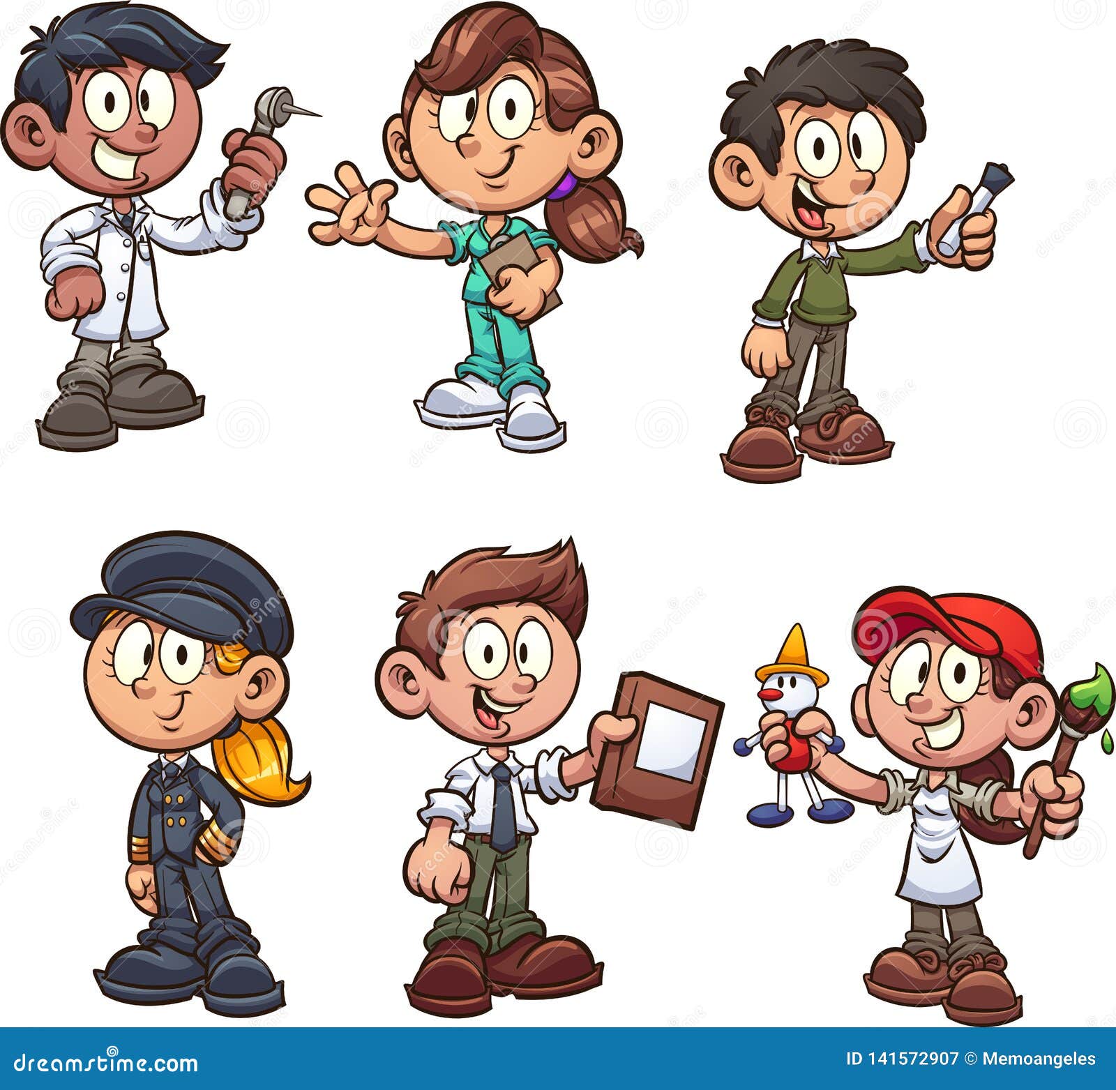 Cartoon Kids with Different Occupations Stock Vector - Illustration of ...