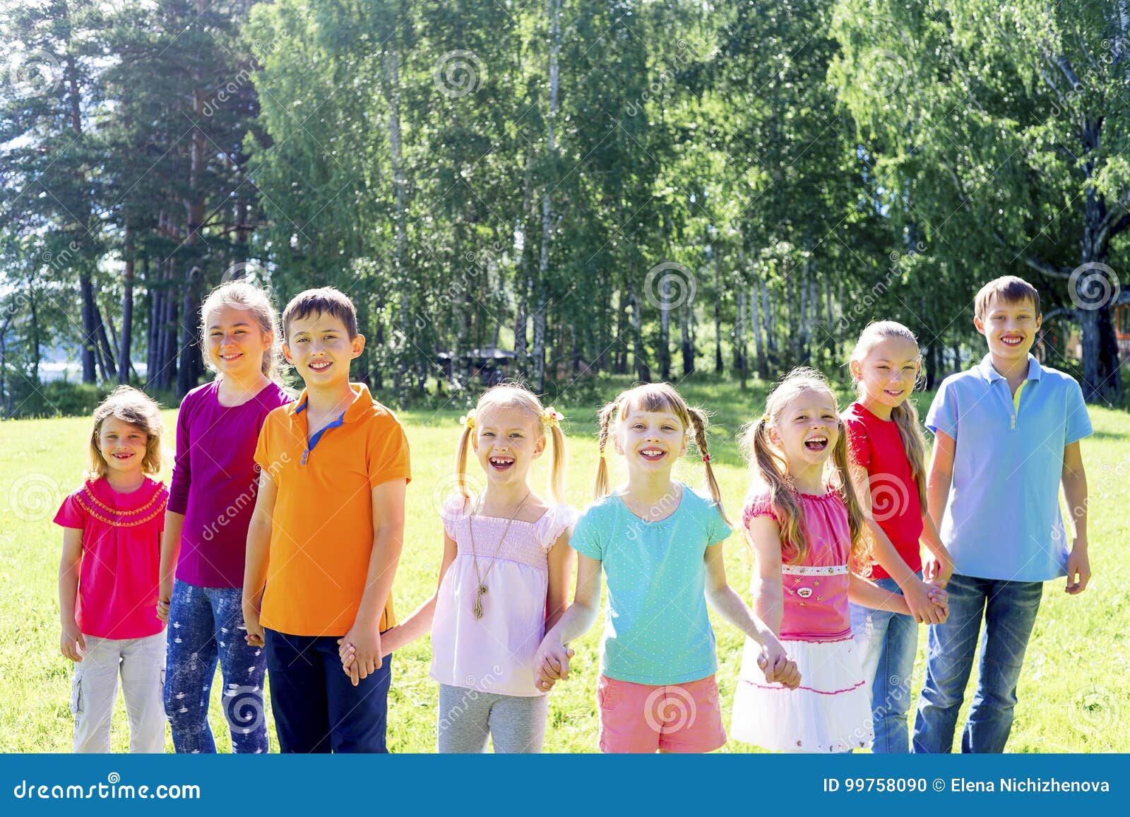 Kids outside in park stock photo. Image of green, child - 99758090