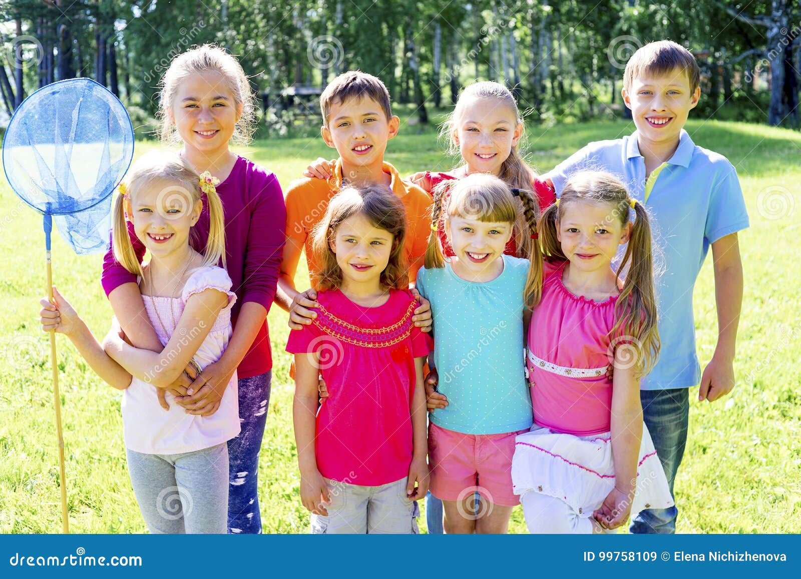 Kids outside in park stock image. Image of summer, field - 99758109