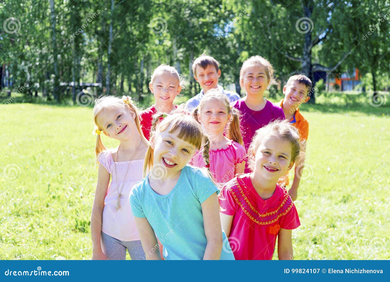 Kids outside in park stock image. Image of together, meadow - 99824107
