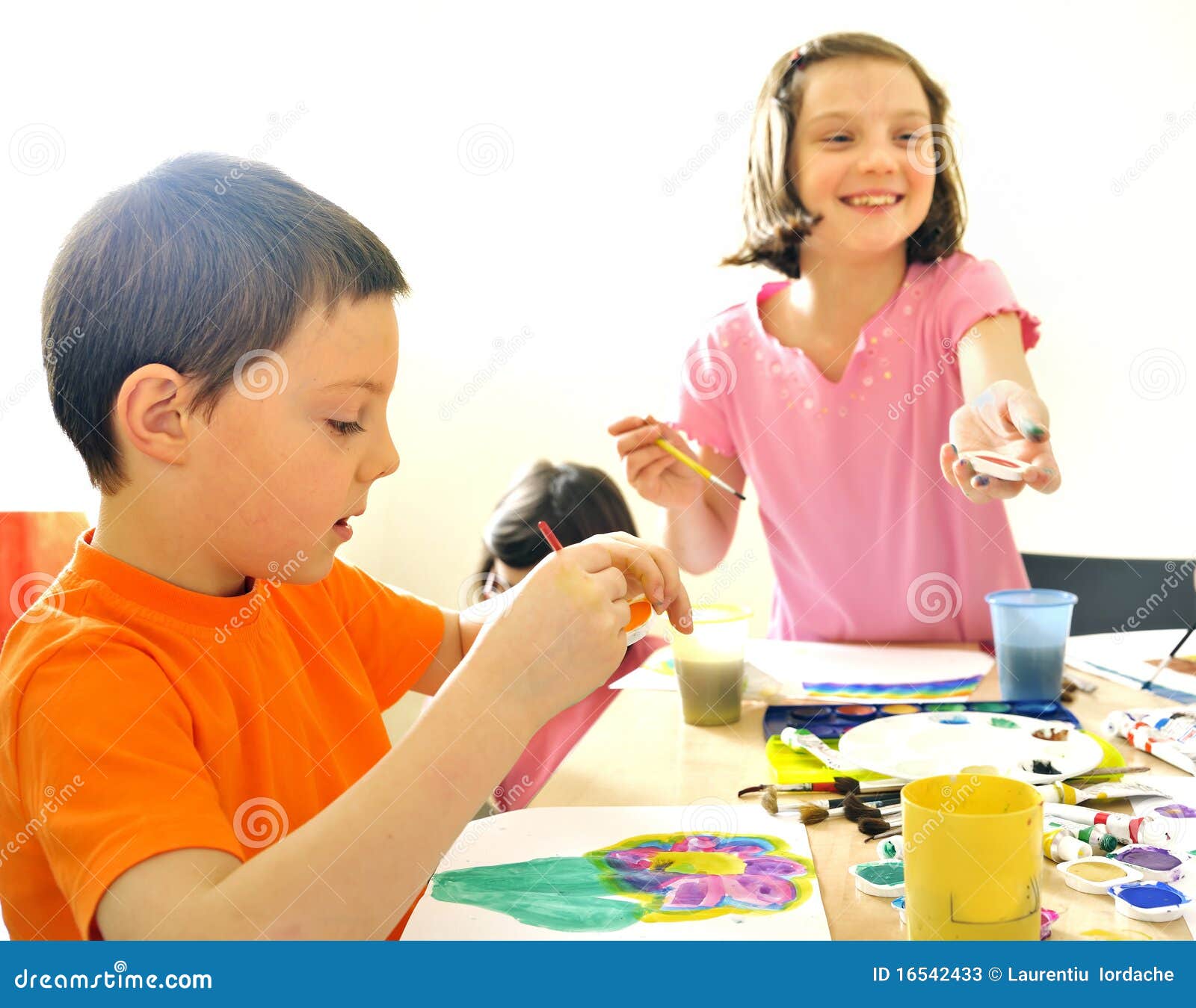 Kids painting stock image. Image of paints, happiness - 16542433