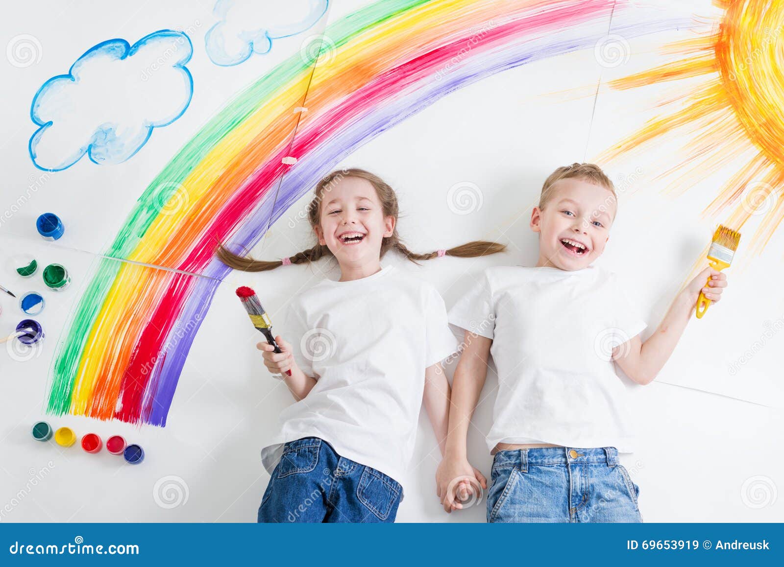 Two Kids Painting Stock Image | CartoonDealer.com #142838503
