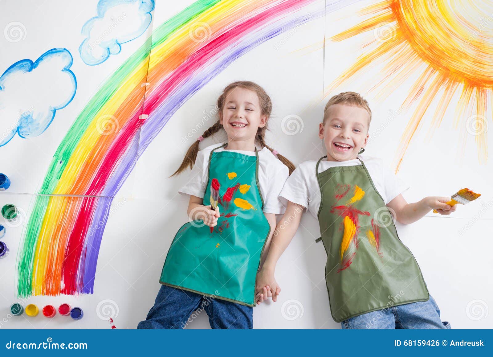 Two Kids Painting Stock Image | CartoonDealer.com #142838503