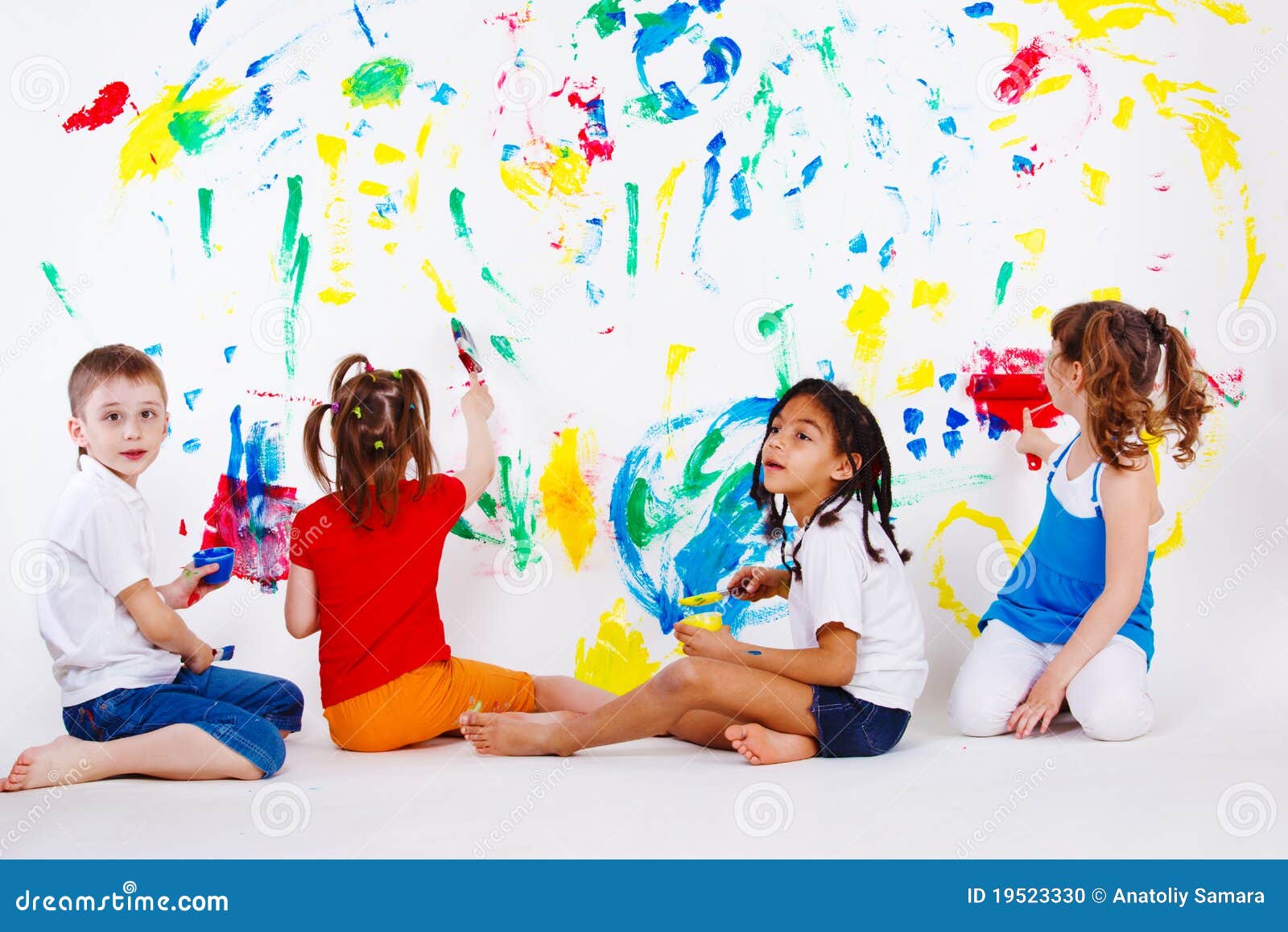 Two Kids Painting Stock Image | CartoonDealer.com #142838503