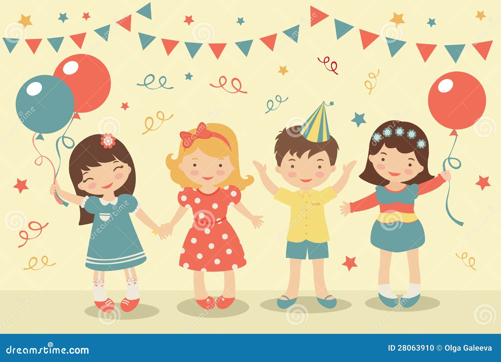 Kids party stock vector. Illustration of balloon, carnival - 28063910