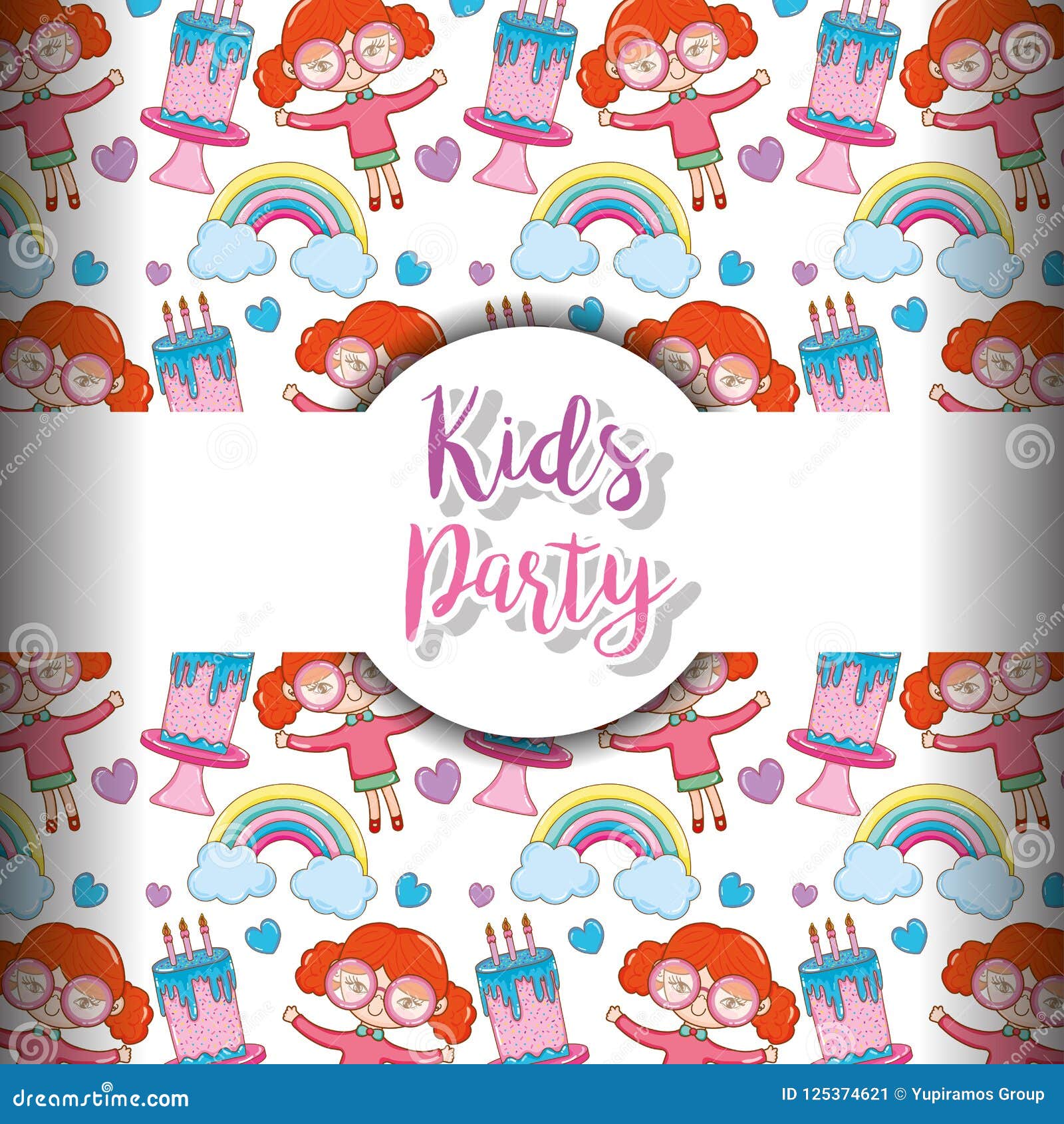 Kids party background stock vector. Illustration of girl - 125374621