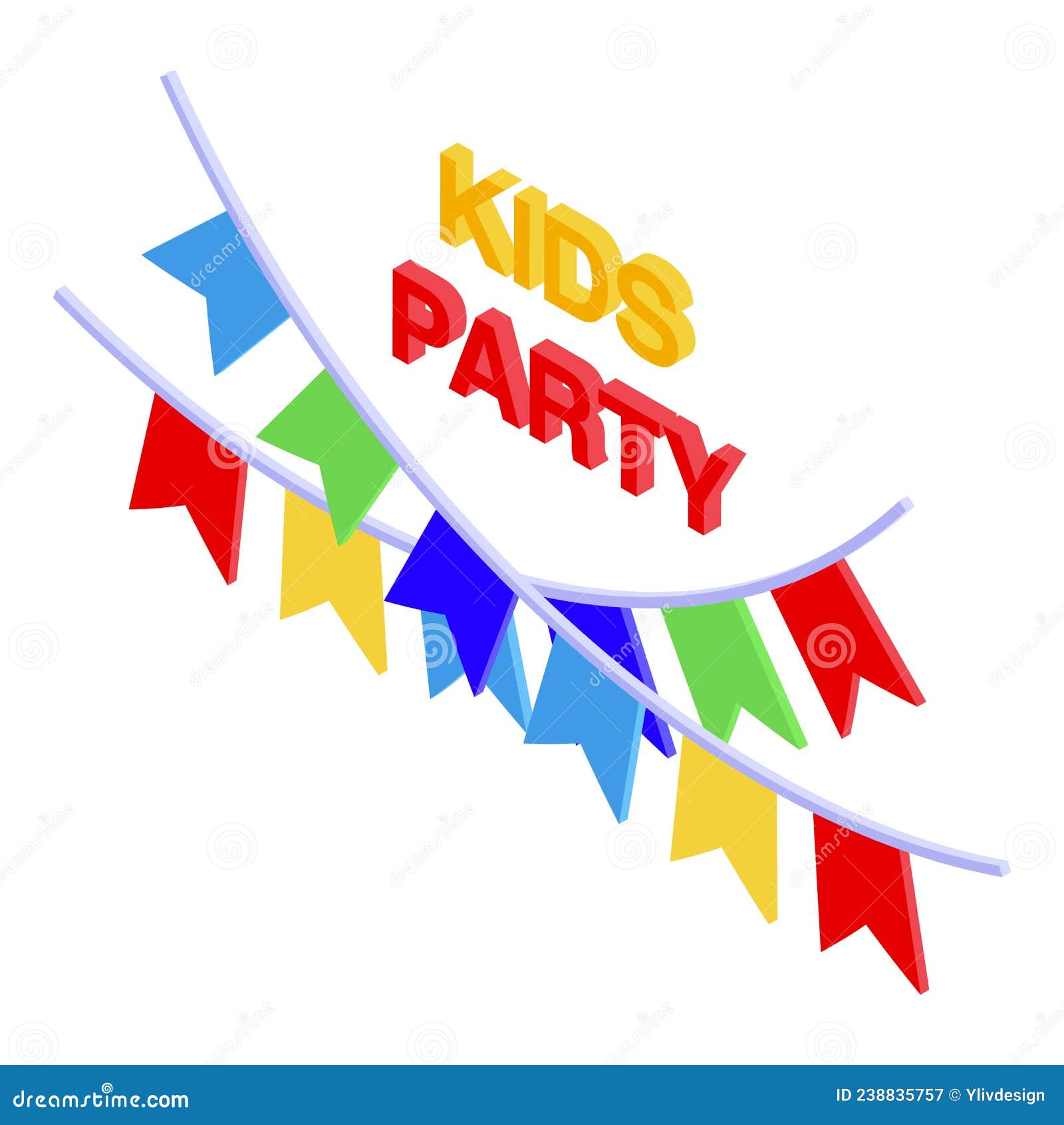 Kids Party Flags Icon Isometric Vector. Party Kids Stock Vector ...
