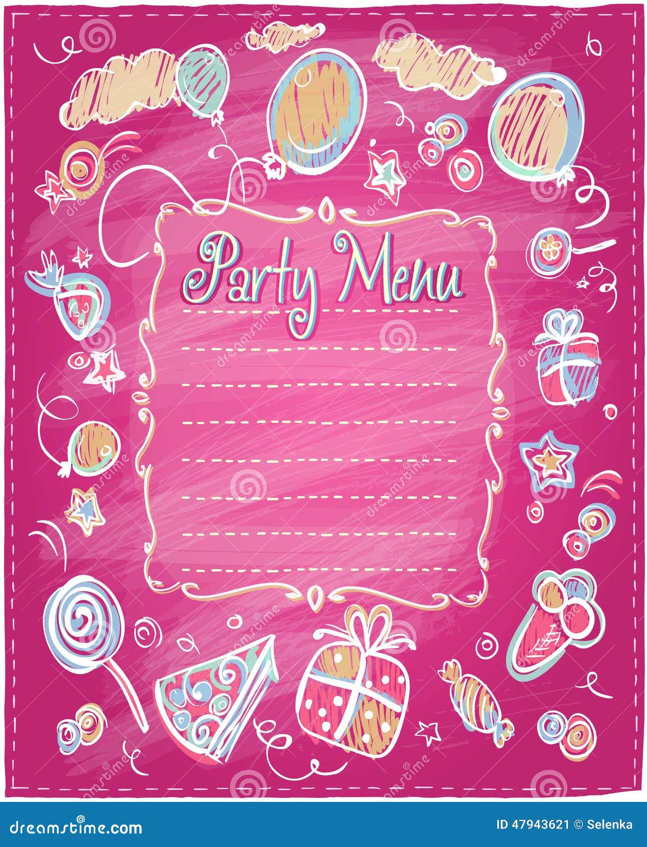 Kids Party Menu Frame. Stock Vector - Image: 47943621