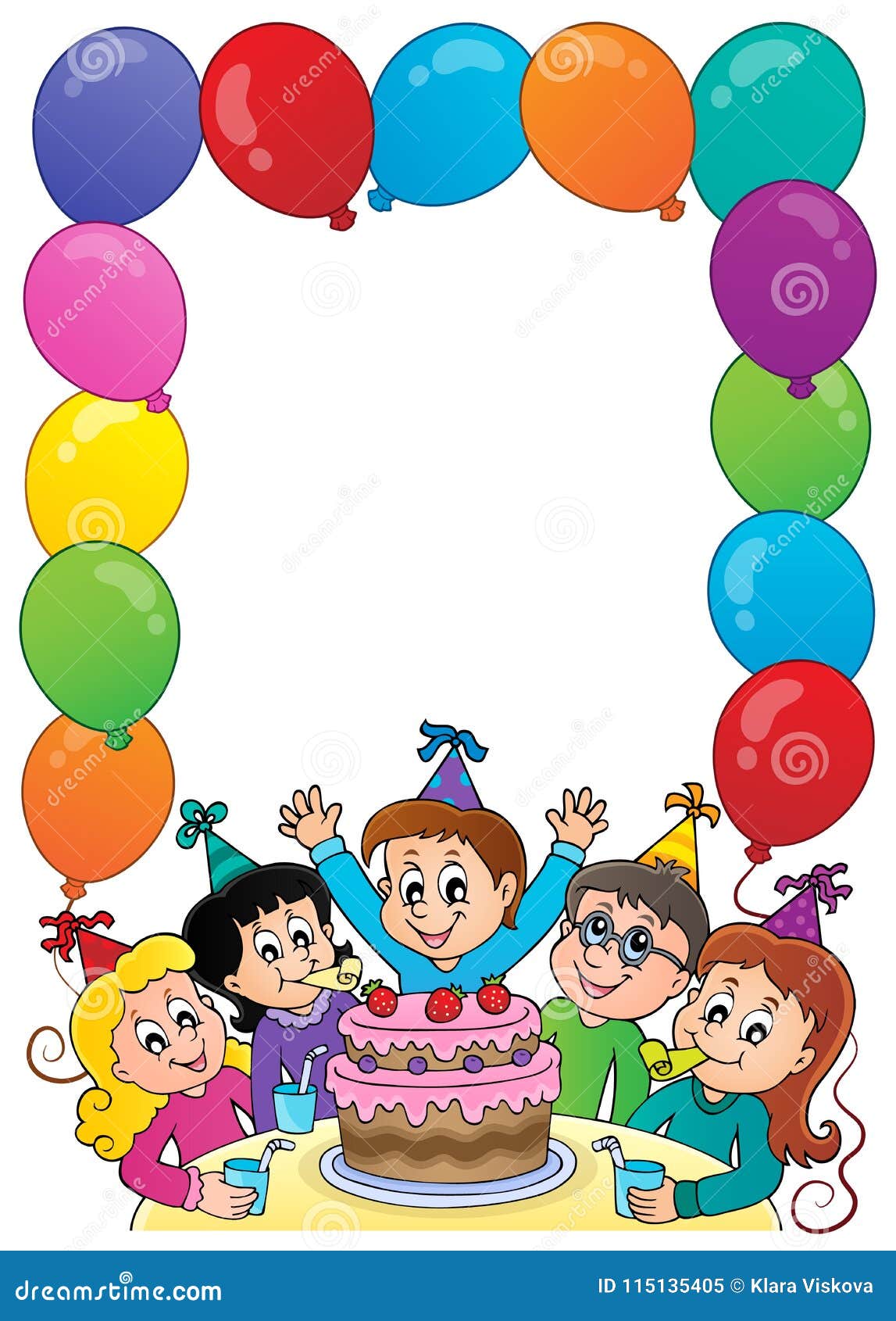 Kids party topic frame 1 stock vector. Illustration of girls - 115135405