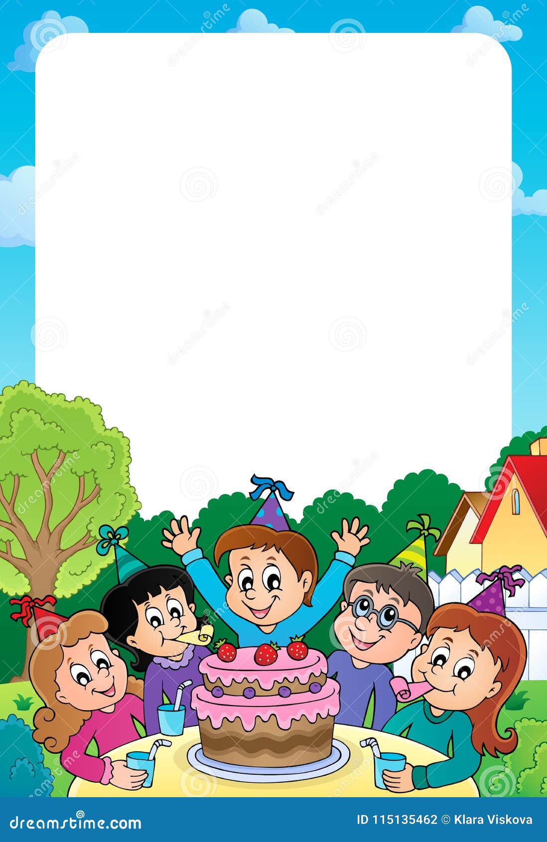 Kids party topic frame 2 stock vector. Illustration of backyard - 115135462