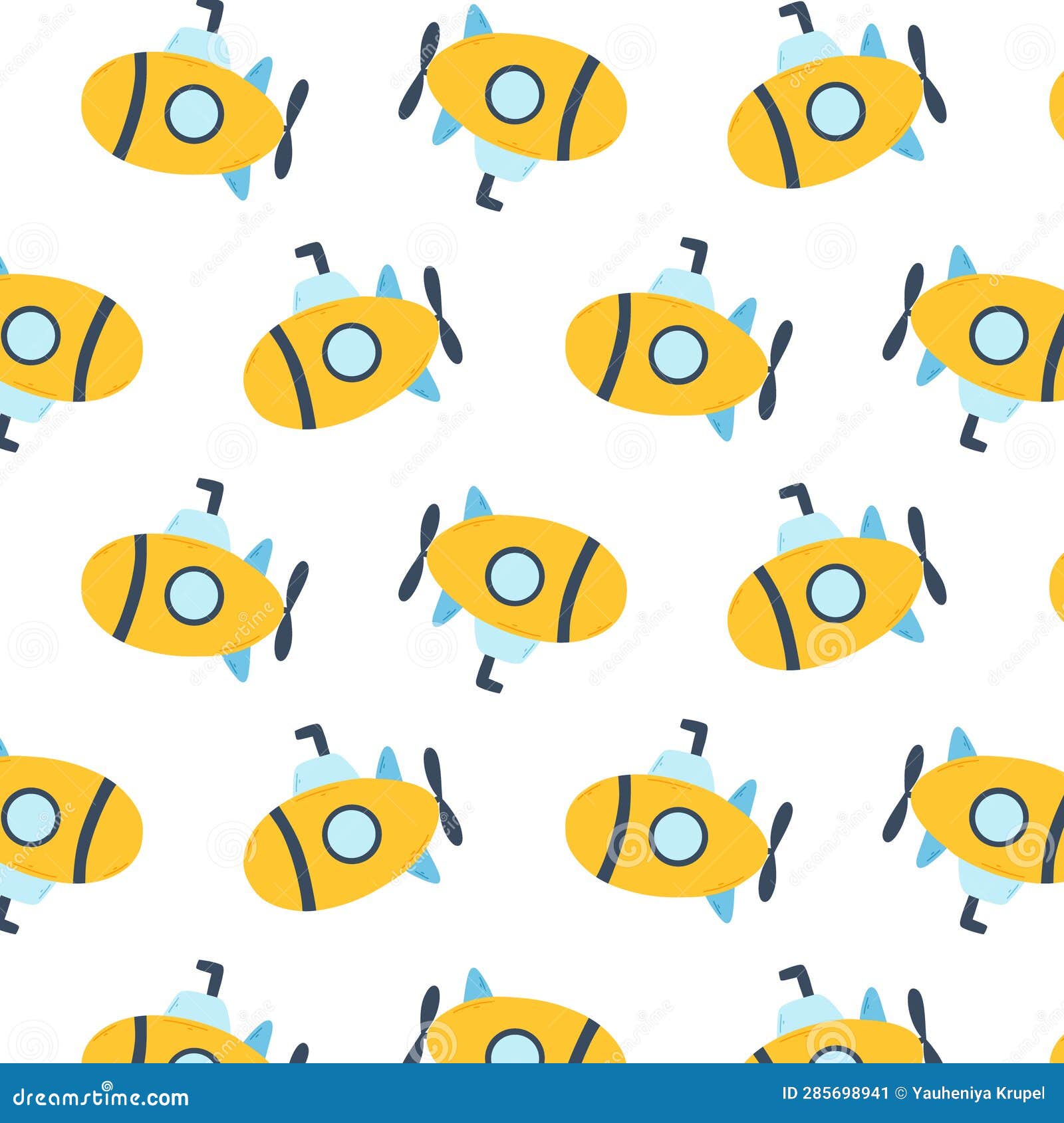 KIds Pattern with a Submarine. Simple Seamless Pattern with a Submarine Stock Vector ...