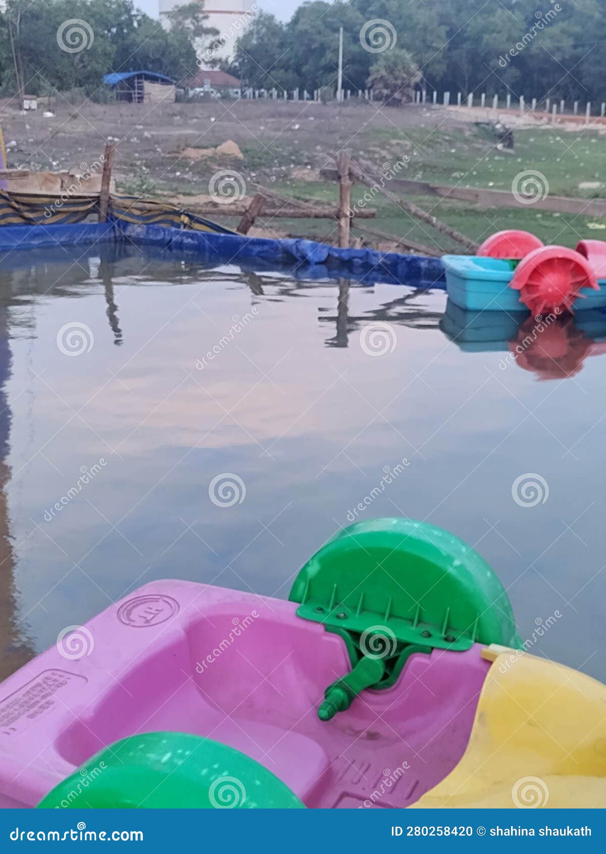 Kids peddling boat stock photo. Image of boat, kids - 280258420