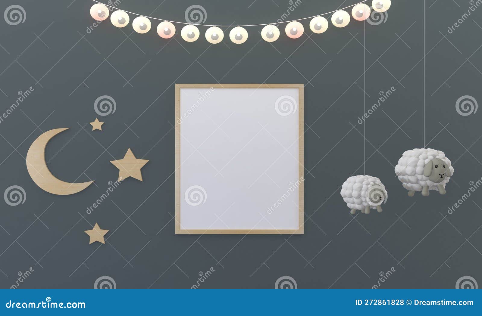 Kids Childhood Room Frame Mockup, Nursery Interior Mockup Stock Photo ...