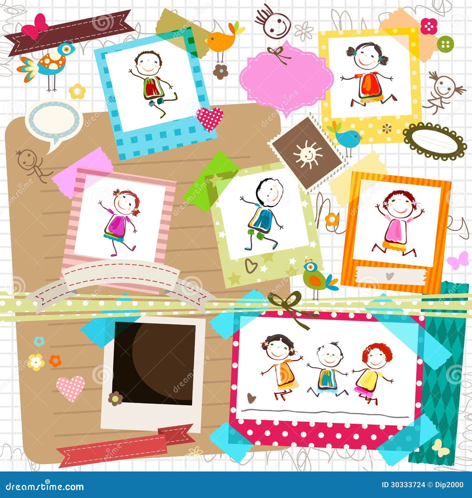 Kids and photo frames stock vector. Illustration of happy - 30333724