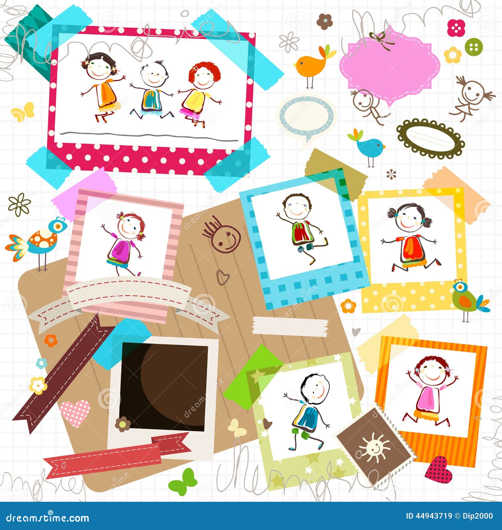 Kids and photo frames stock vector. Illustration of children - 44943719