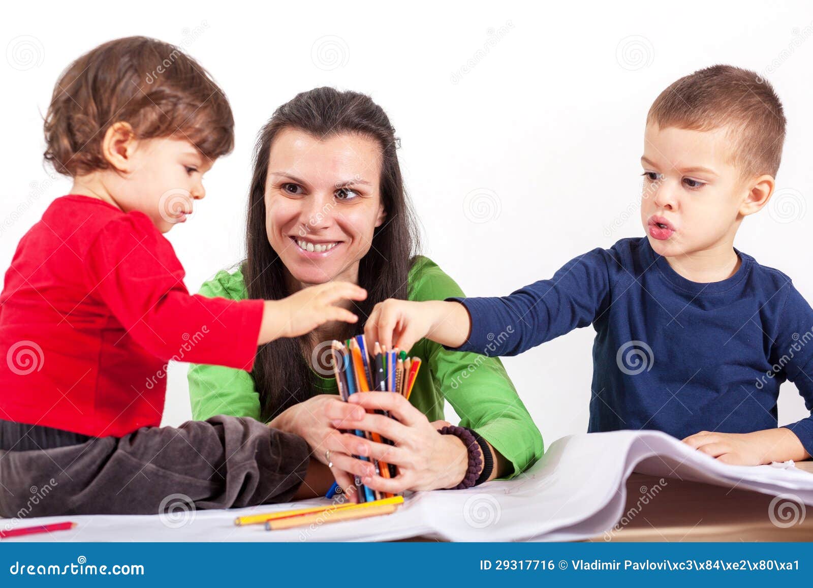 Kids Picking Colored Pencils Stock Photo - Image of indoor, drow: 29317716