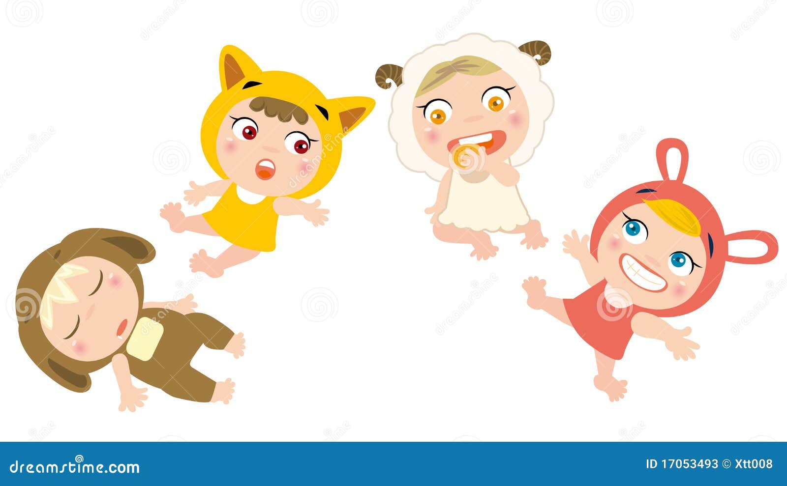 Animals Cosplay Landing Vector Illustration. People Dressed In Colorful ...