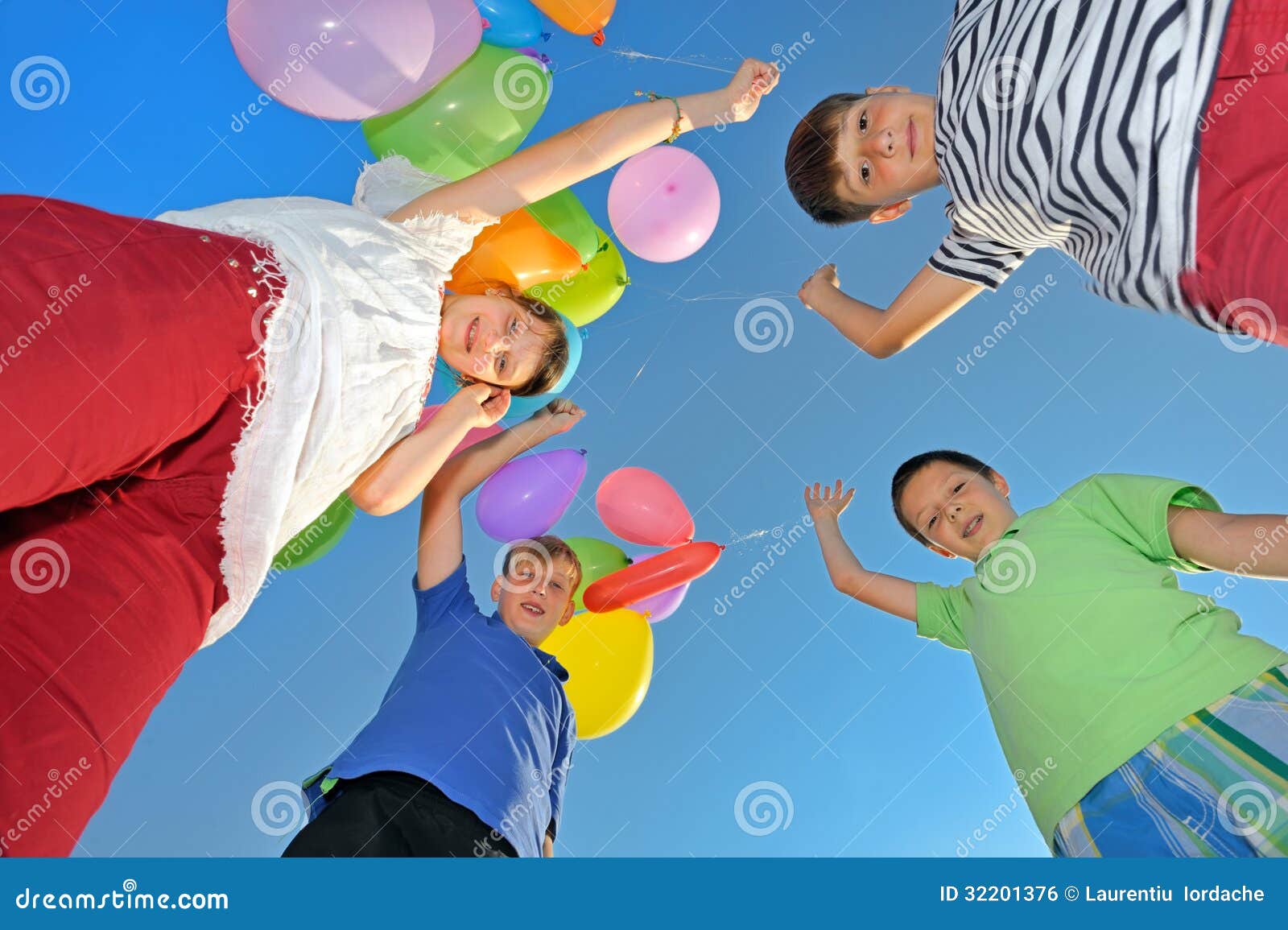 Kids play with balloons stock photo. Image of casual - 32201376