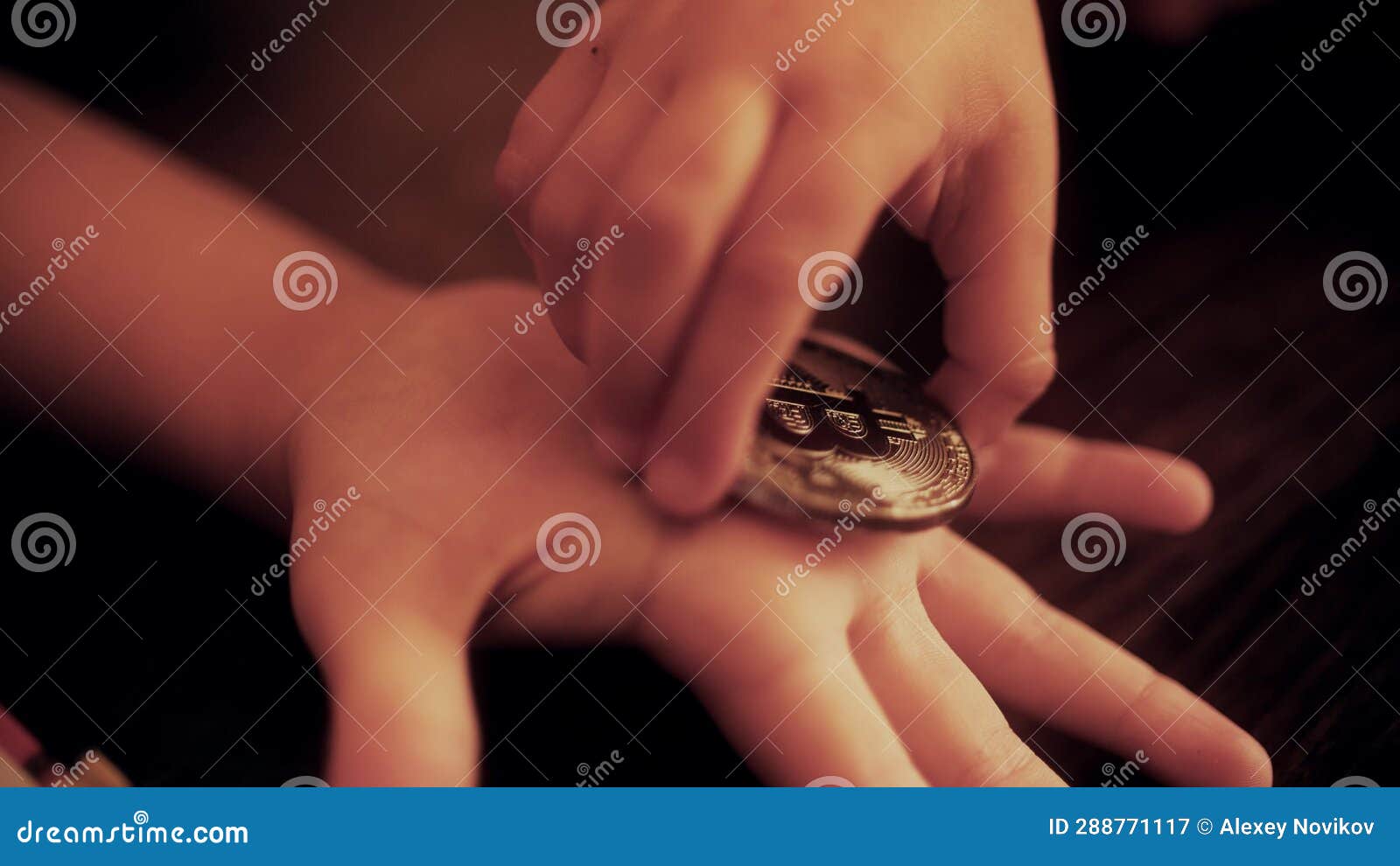 Kids Play with a Bitcoin Token or Coin Stock Image - Image of ...