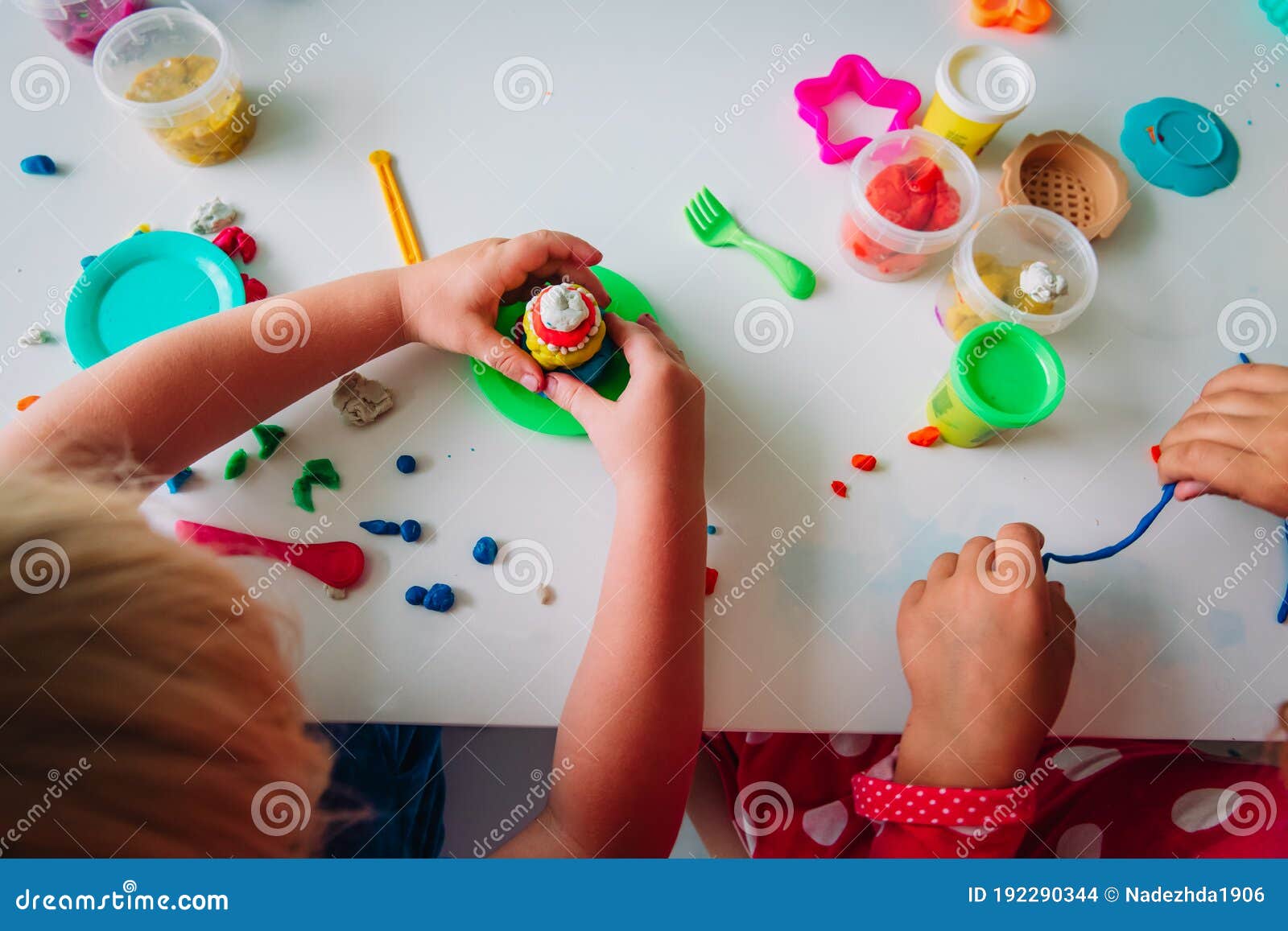 Kids Play with Clay Molding Shapes, Learning through Play Stock Photo ...
