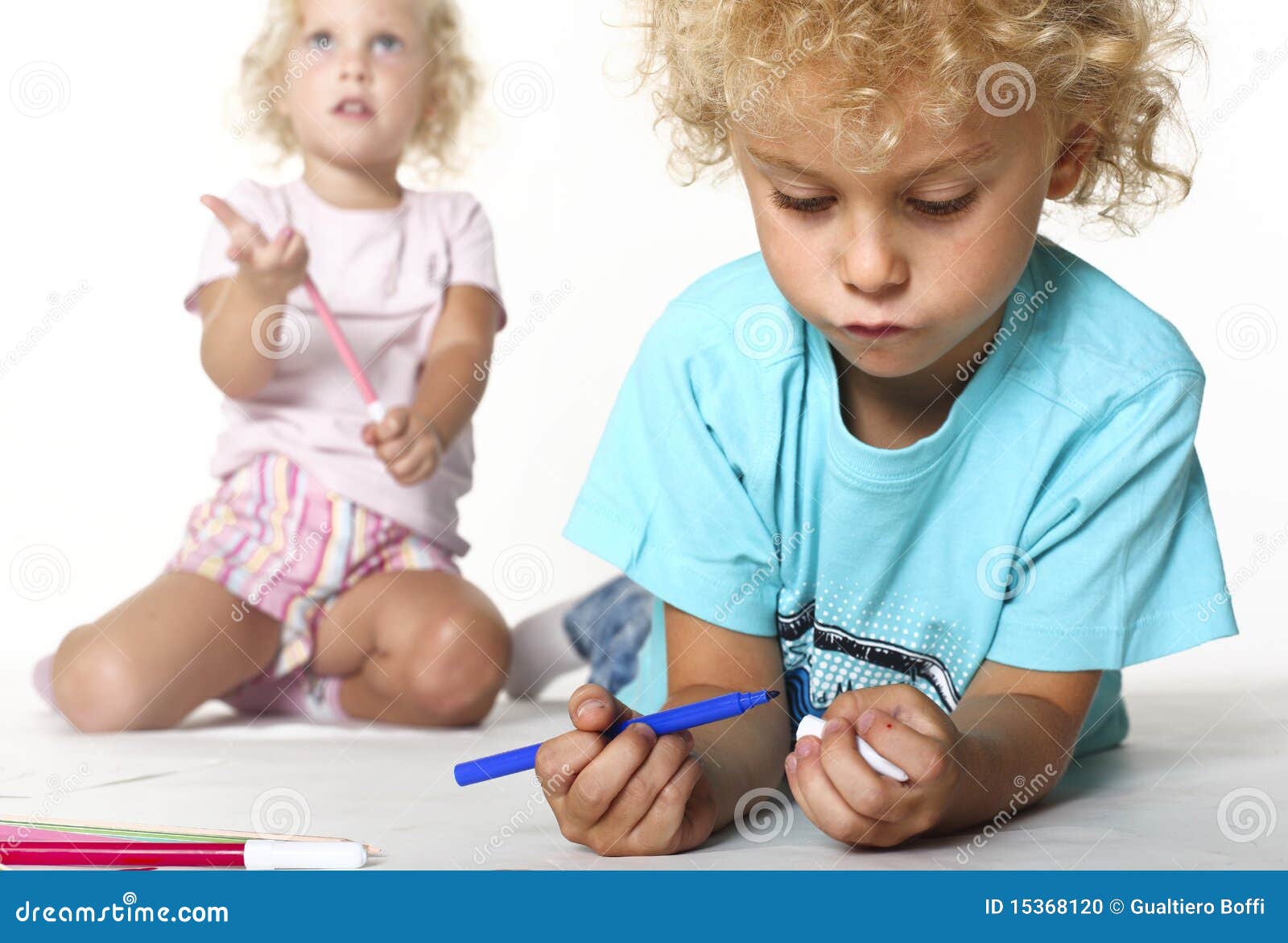 Kids play with colors stock photo. Image of eyes, colors - 15368120